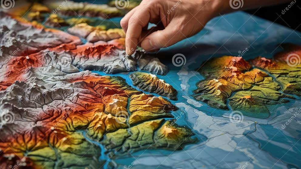 Geographer Exploring the Terrain on the Model Stock Illustration ...