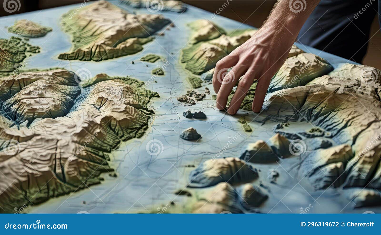 Geographer Exploring the Terrain on the Model Stock Photo - Image of ...