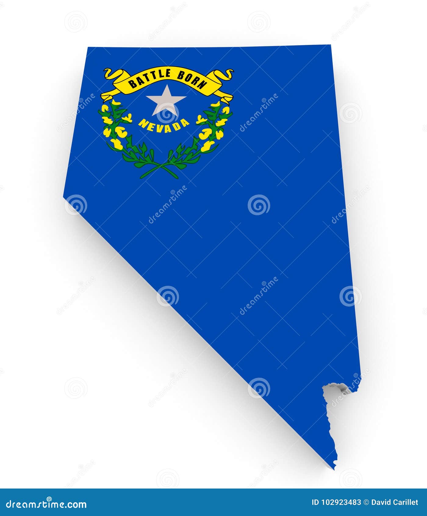 Geographic Border Map and Flag of Nevada State Isolated on a White ...