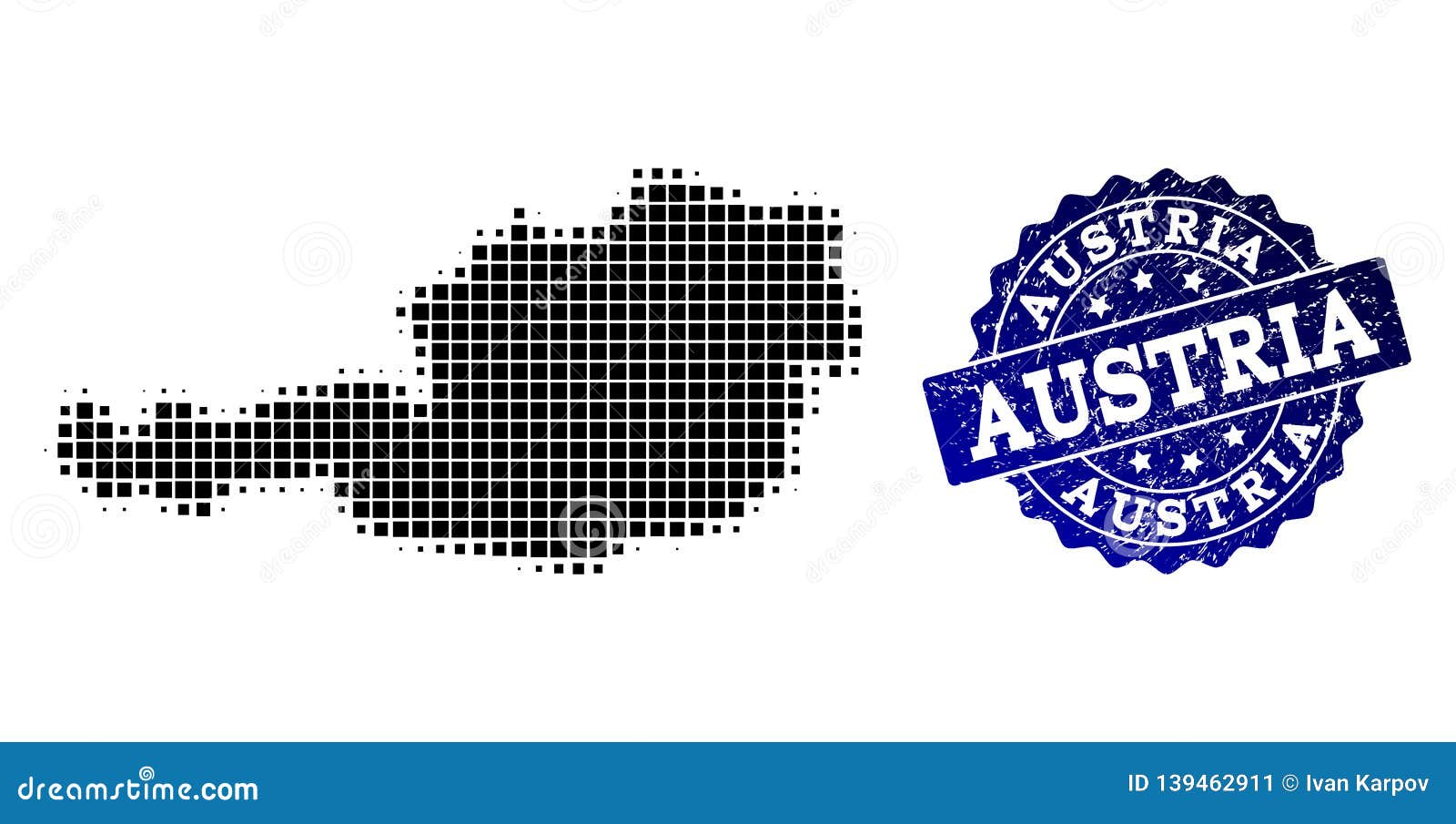 Pixelated Map Of Austria With National Flag Cartoon Vector ...