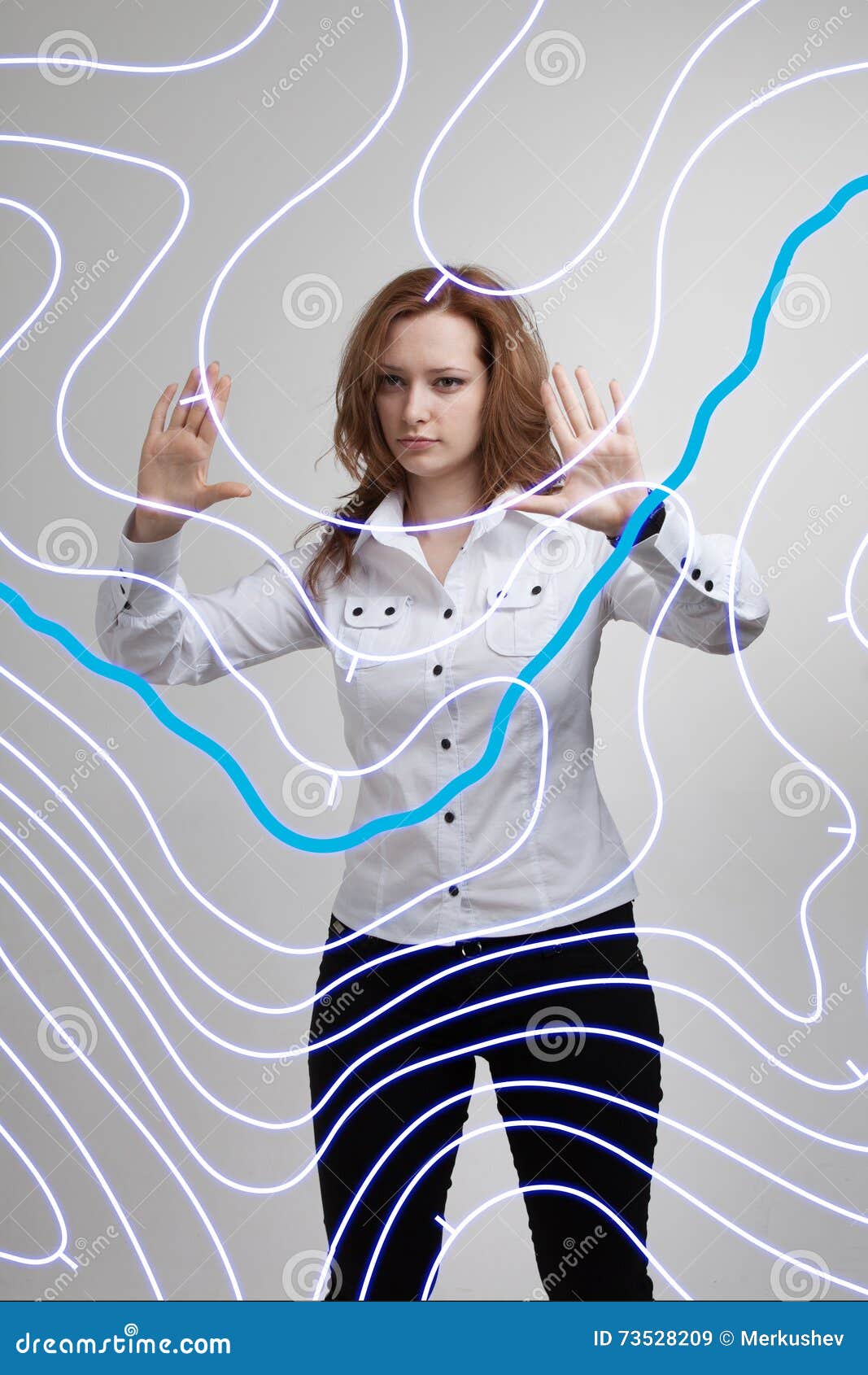 Geographic Information Systems Concept, Woman Scientist Working with ...