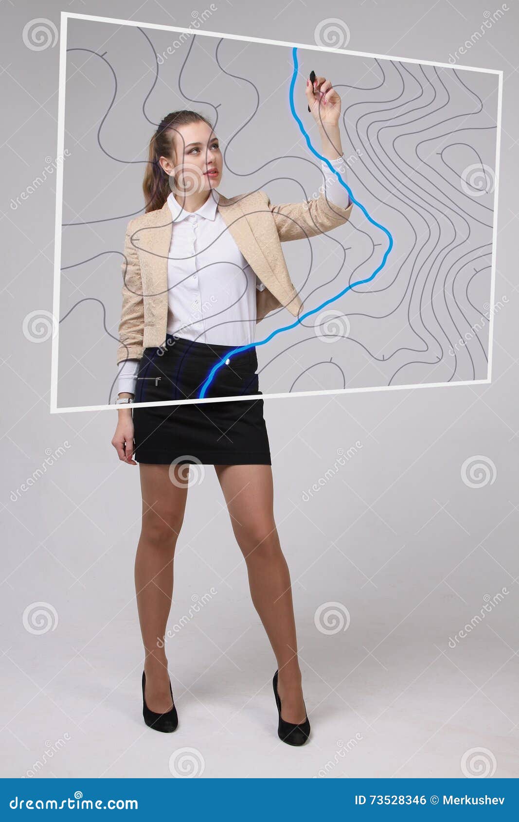 Geographic Information Systems Concept, Woman Scientist Working with ...