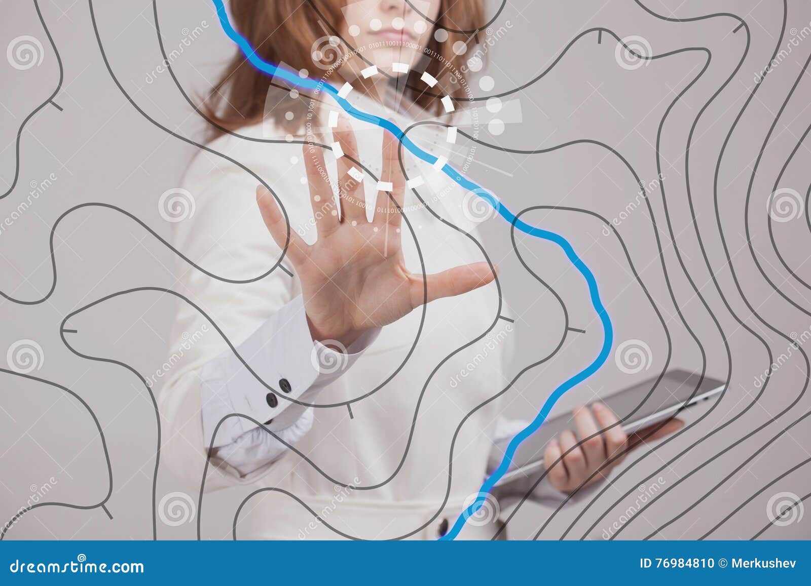 Geographic Information Systems Concept, Woman Scientist Working With ...