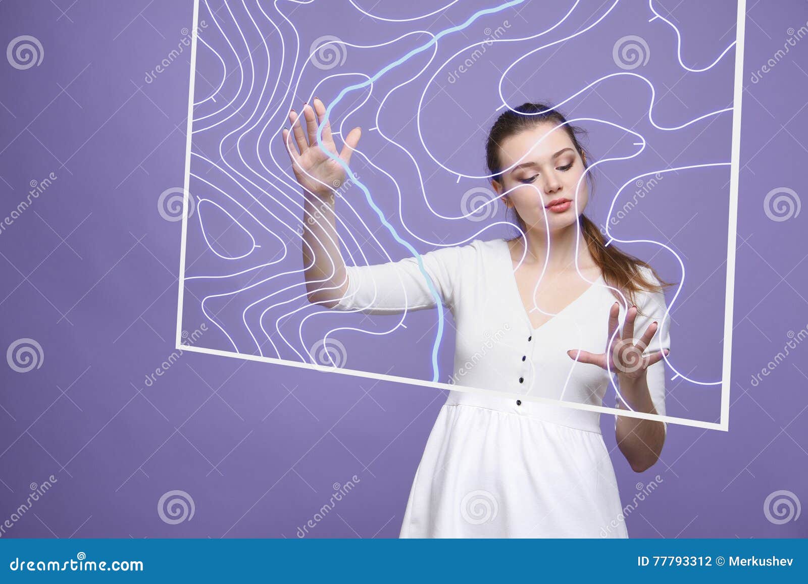 Geographic Information Systems Concept, Woman Scientist Working with ...