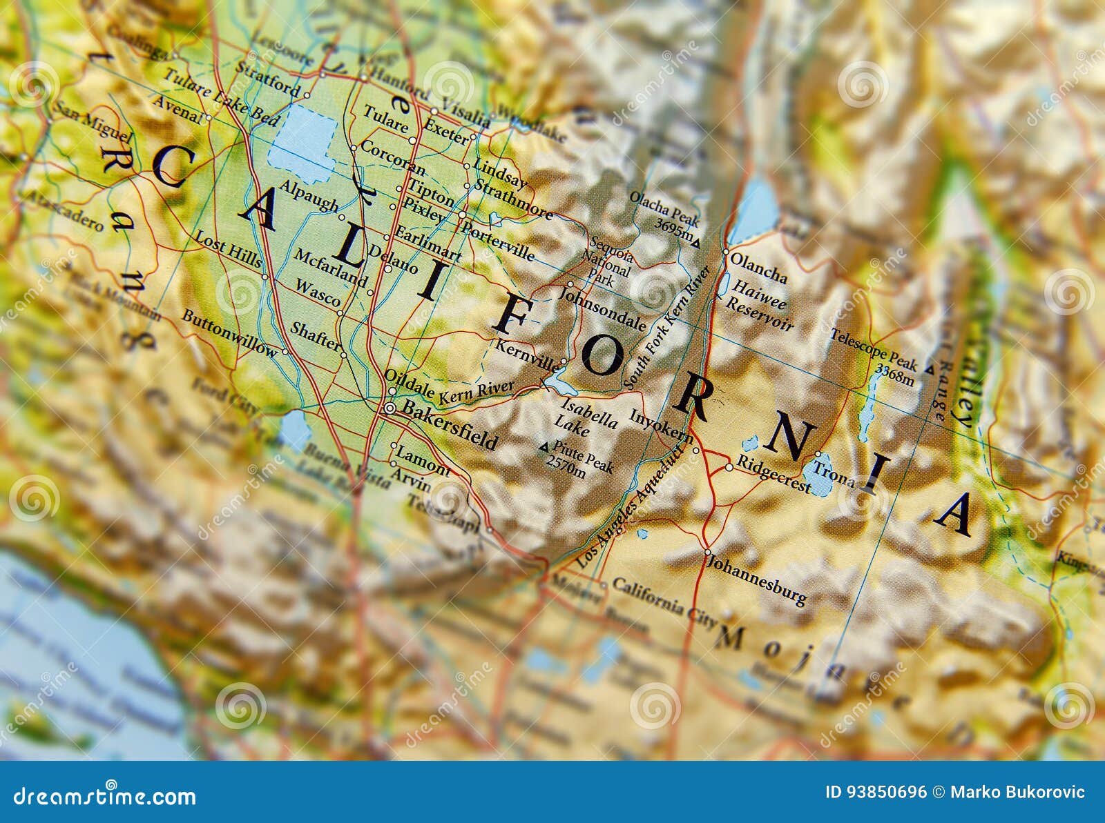 Geographic Map of California State Close Stock Photo - Image of park ...