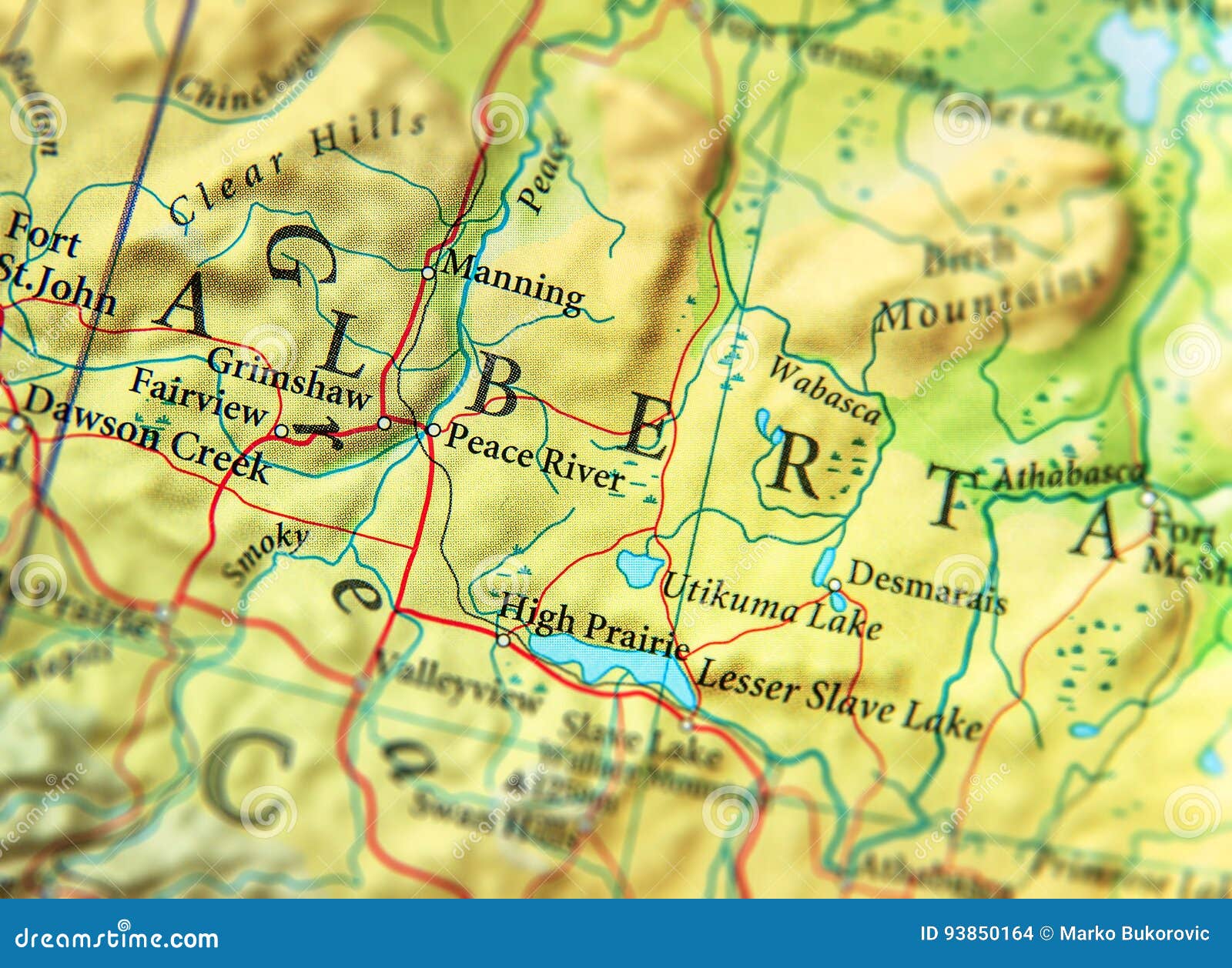 Geographic Map of Canada State Alberta with Important Cities Stock ...