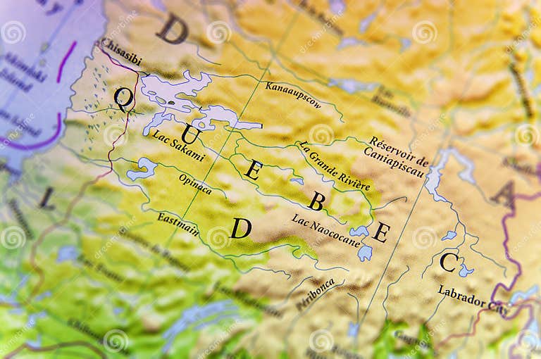 Geographic Map of Canada State Quebec with Important Cities Stock Image ...