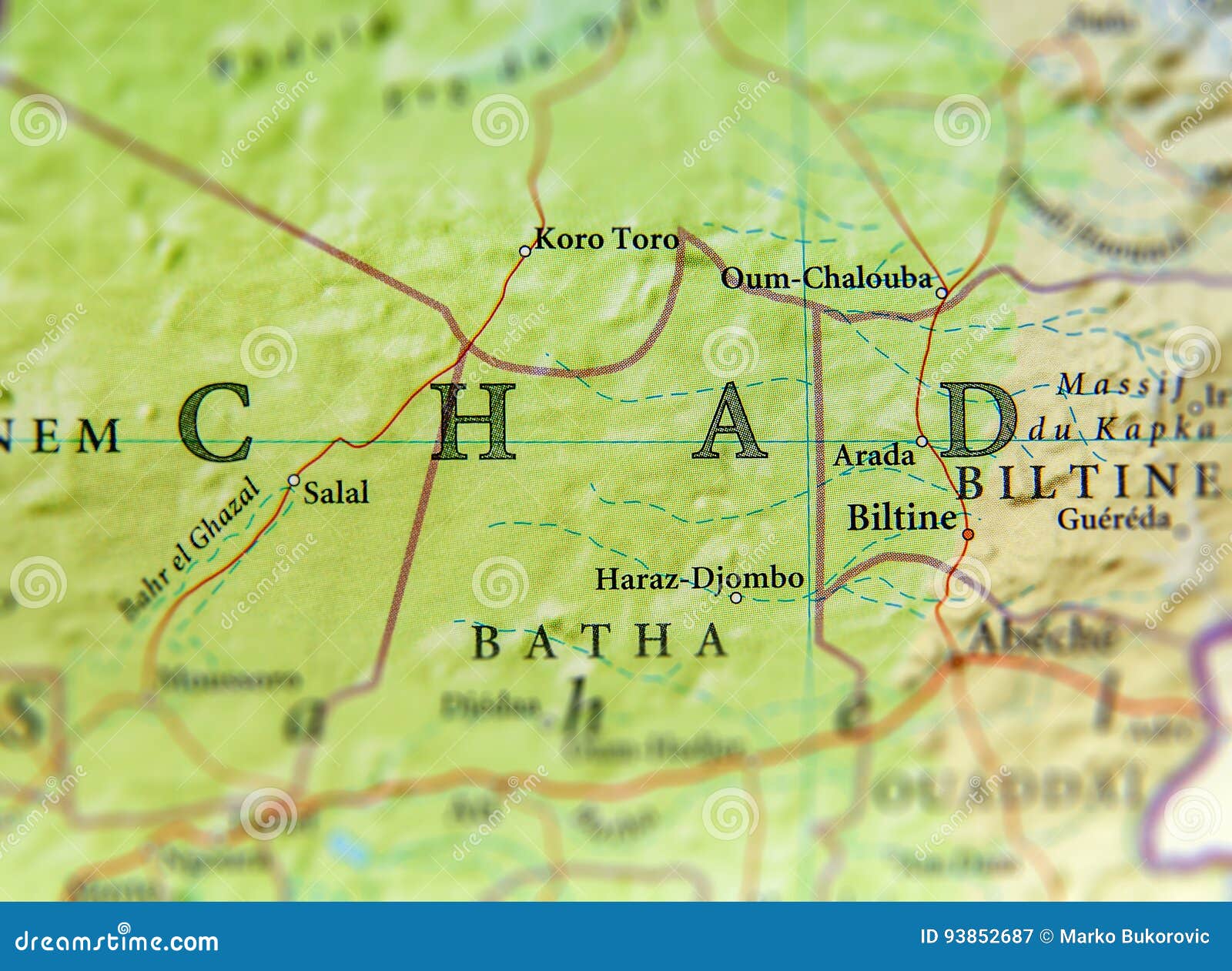 Geographic Map of Chad Country with Important Cities Stock Image ...