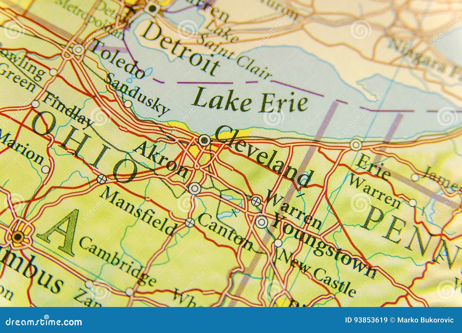 Geographic Map of Cleveland Close Stock Image - Image of globe, erie ...