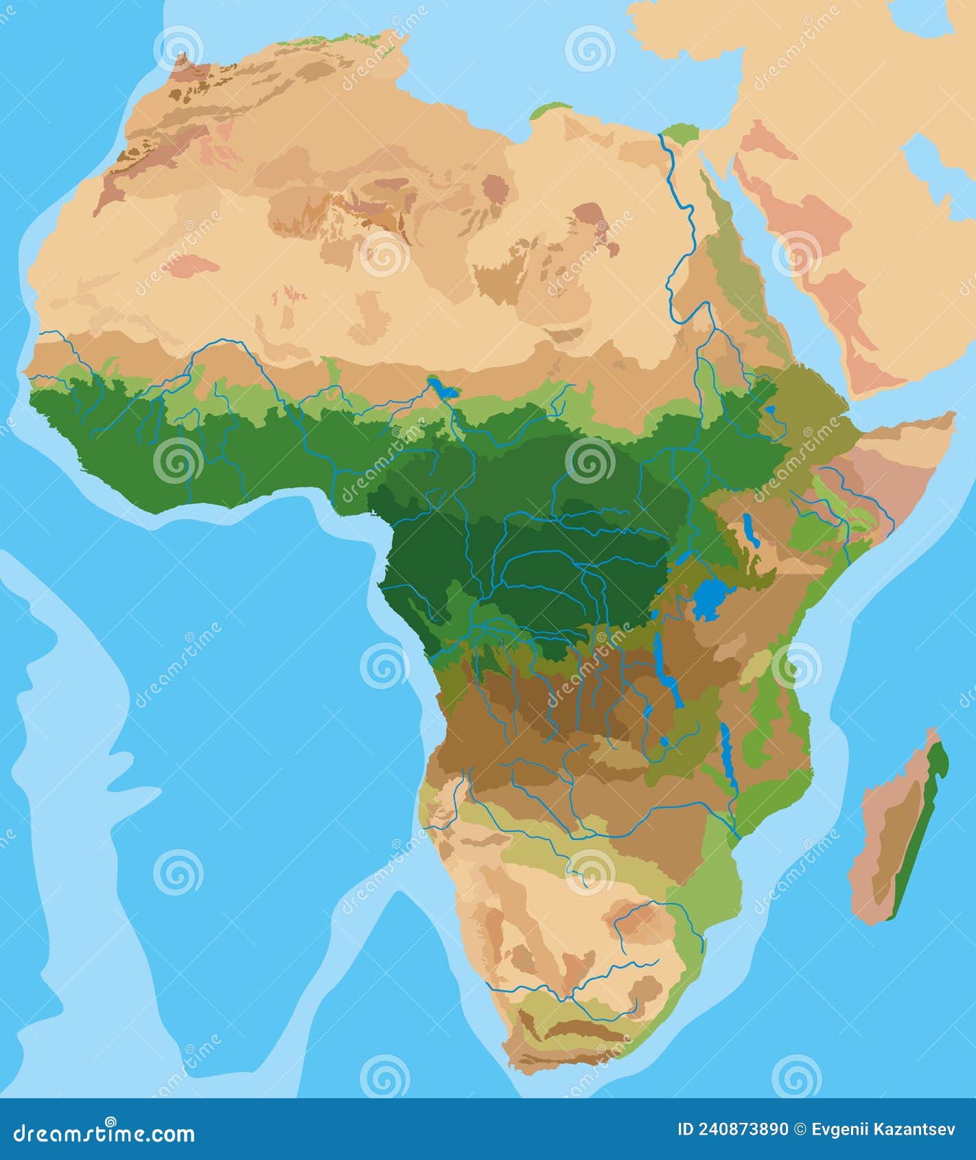 Geographic Map of the Continent of Africa Stock Vector - Illustration ...