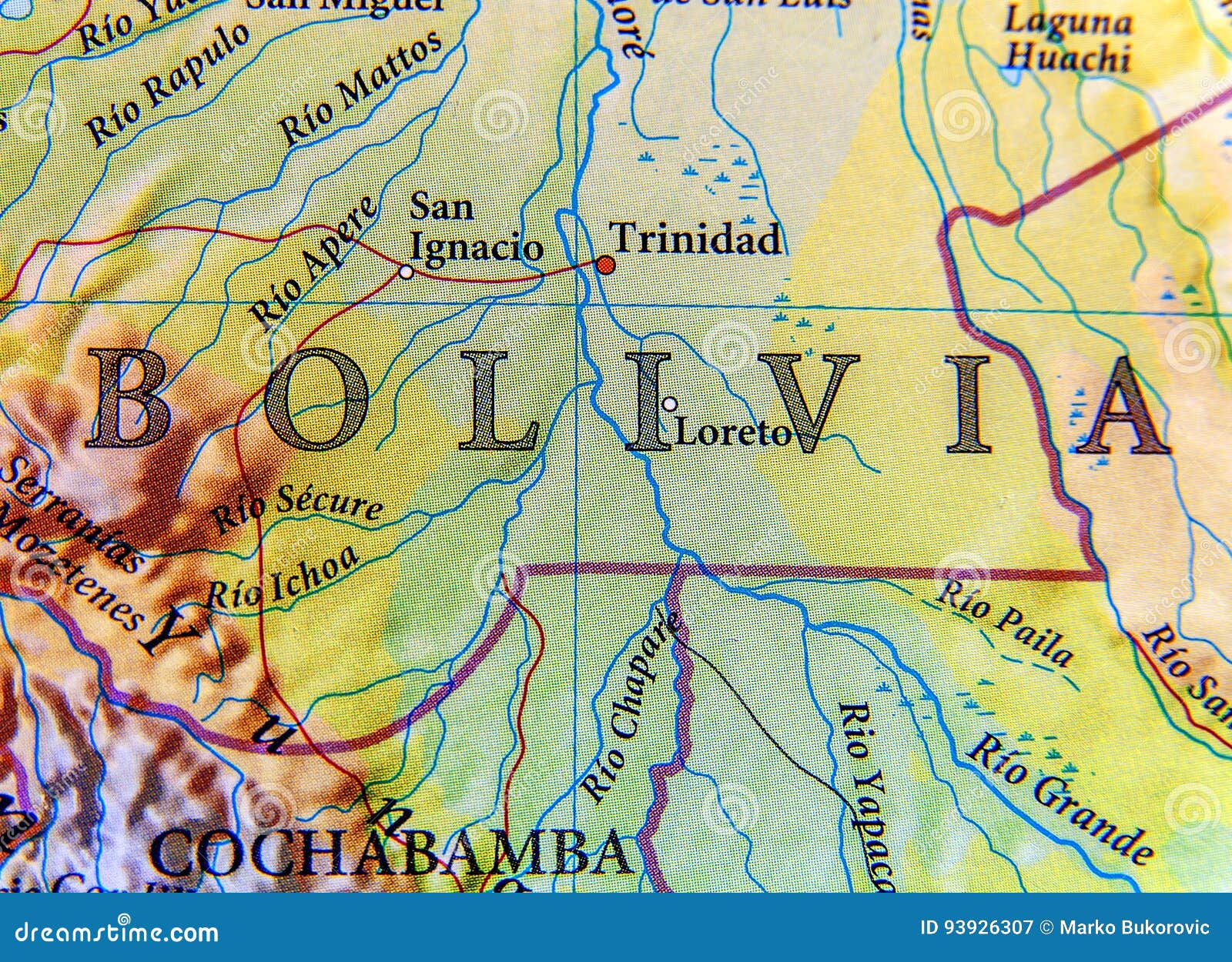 Geographic Map of Country Bolivia Close Stock Image - Image of bolivia ...