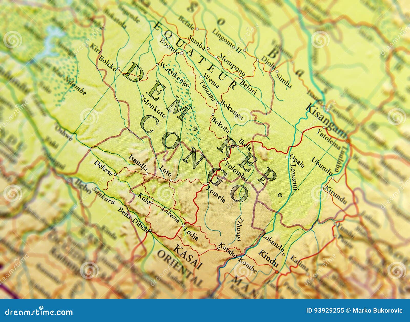 Geographic Map of Democratic Republic of the Congo Country Stock Image ...