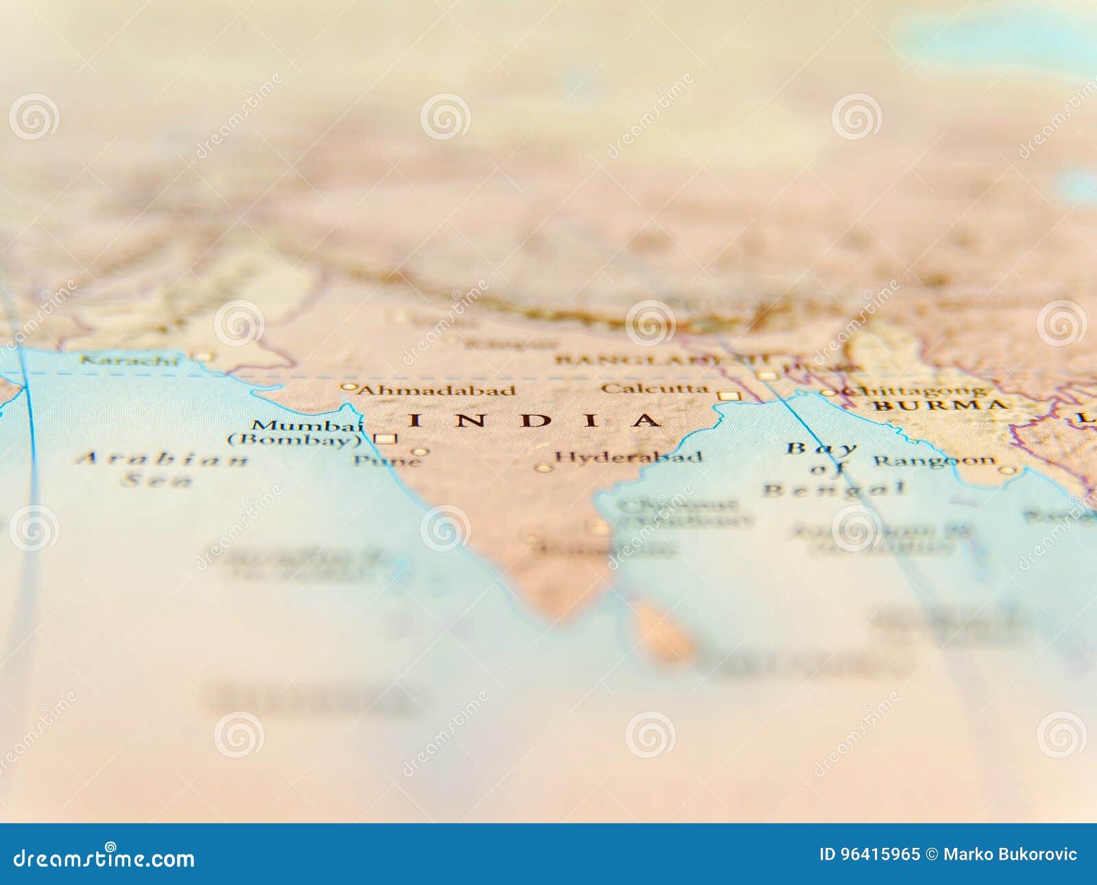 Geographic Map of India Country with Important Cities Stock Image ...