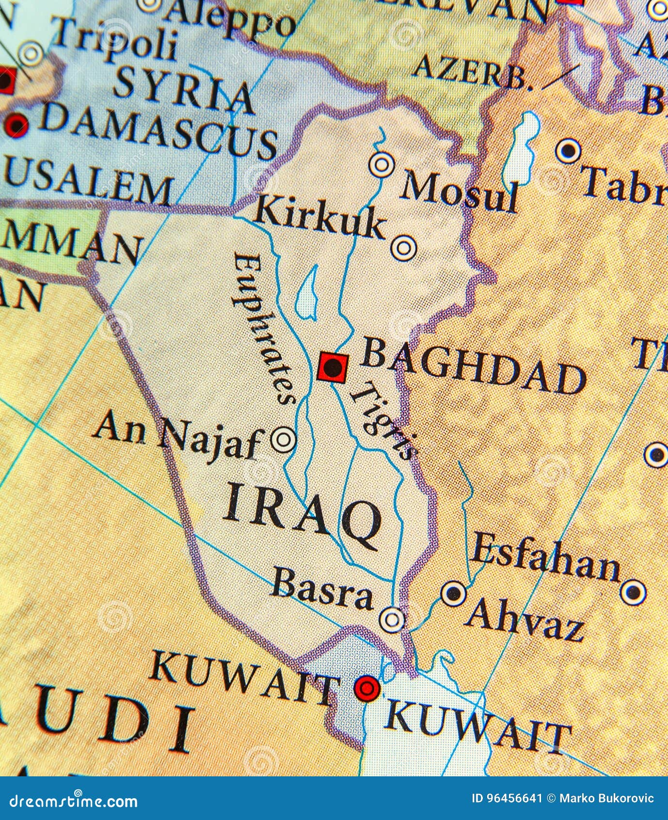 Geographic Map of Iraq with Important Cities Stock Image - Image of ...