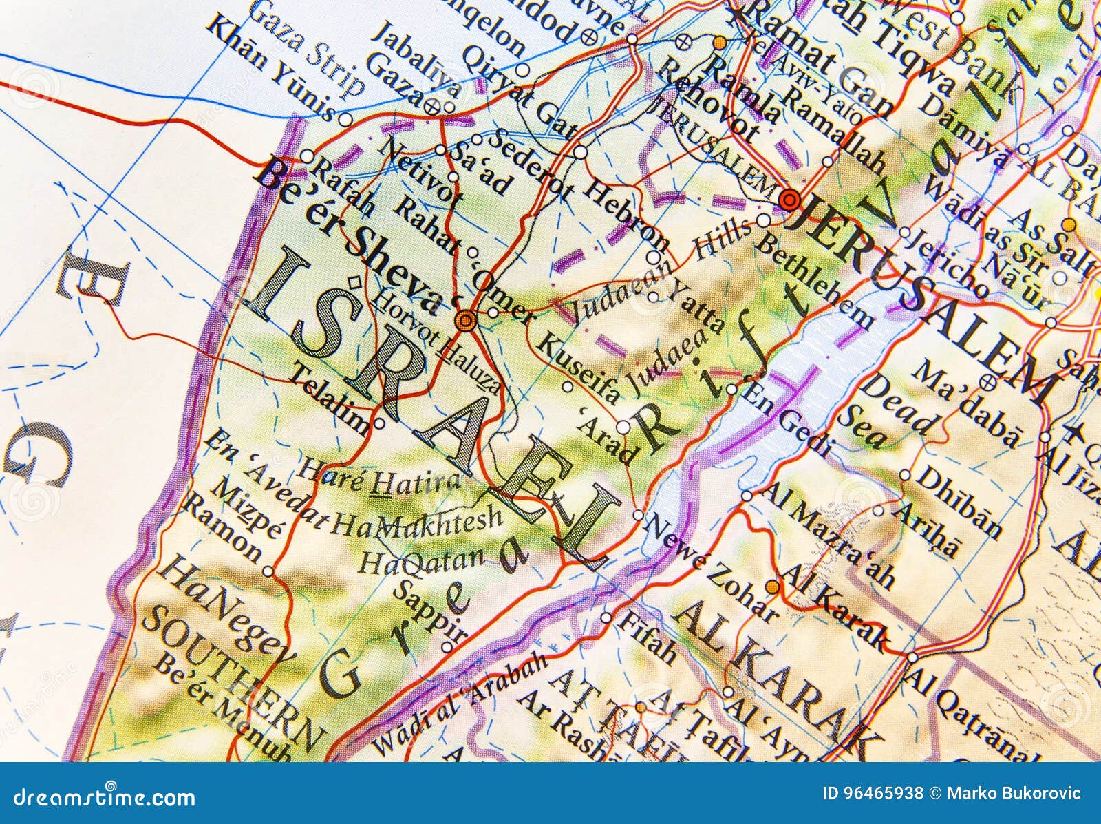 Geographic Map of Israel with Important Cities Stock Photo - Image of ...