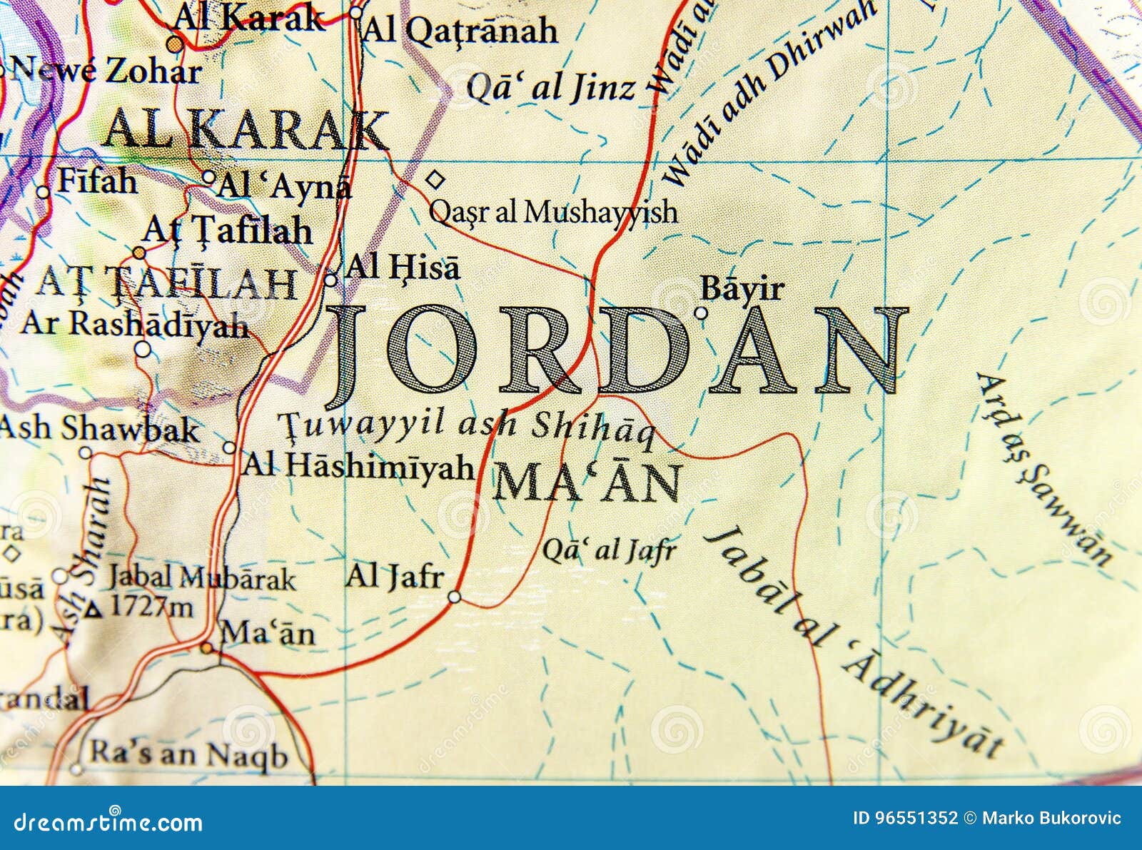 Geographic Map of Jordan with Important Cities Stock Photo - Image of ...
