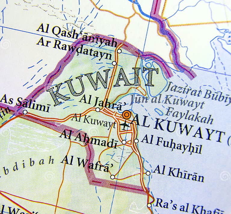 Geographic Map of Kuwait with Important Cities Stock Photo - Image of ...
