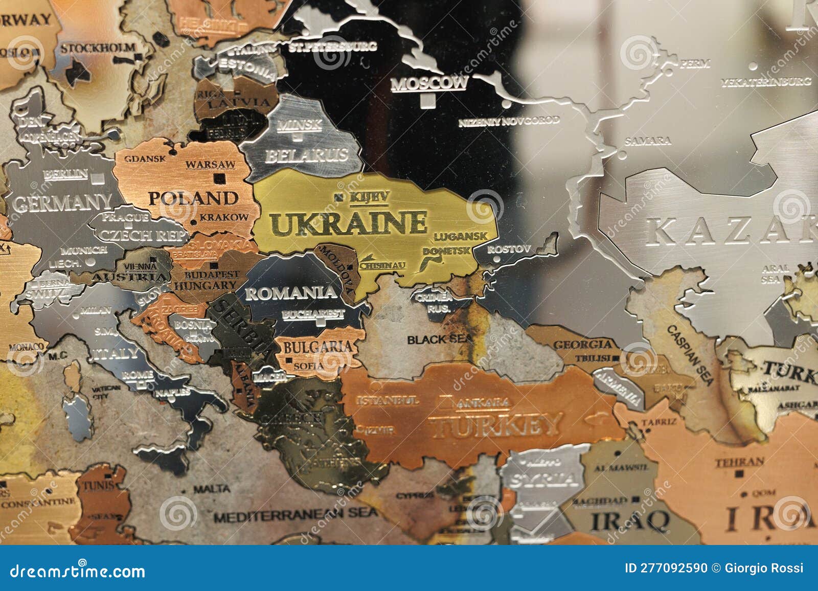 Geographic Map Made of Metallic Material with the Ukrainian Territories ...