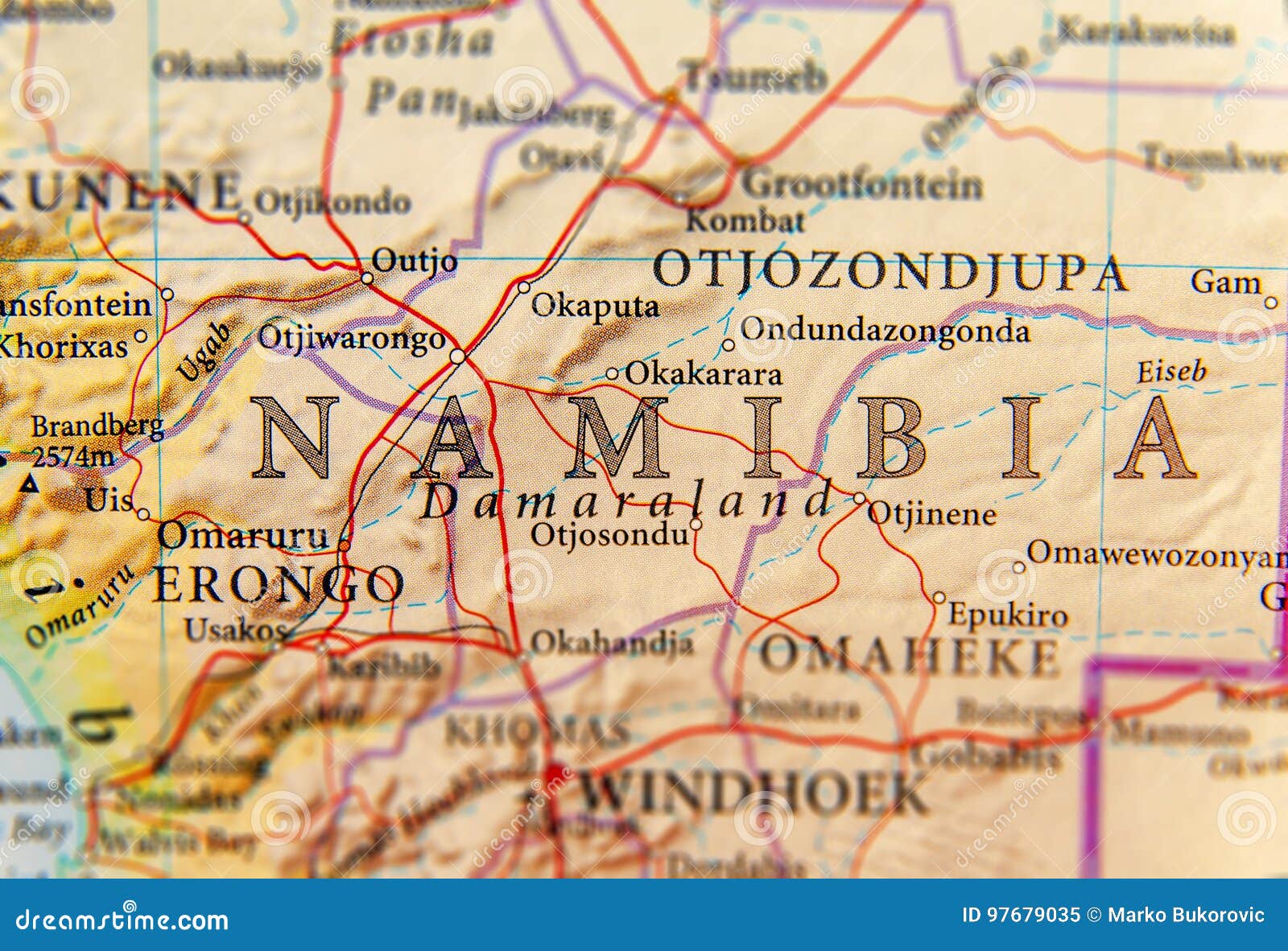 Geographic Map of Namibia with Important Cities Stock Image - Image of ...