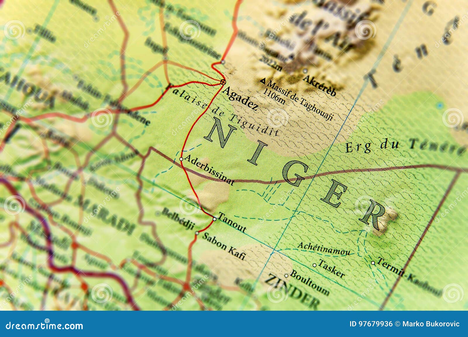 Geographic Map of Niger with Important Cities Stock Photo - Image of ...