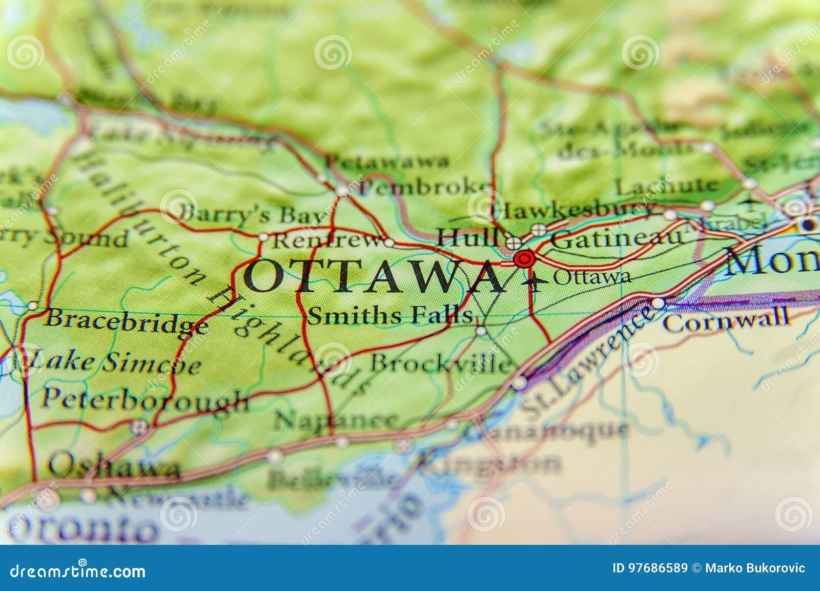 Geographic Map of Ottawa Close Stock Image - Image of world, close ...