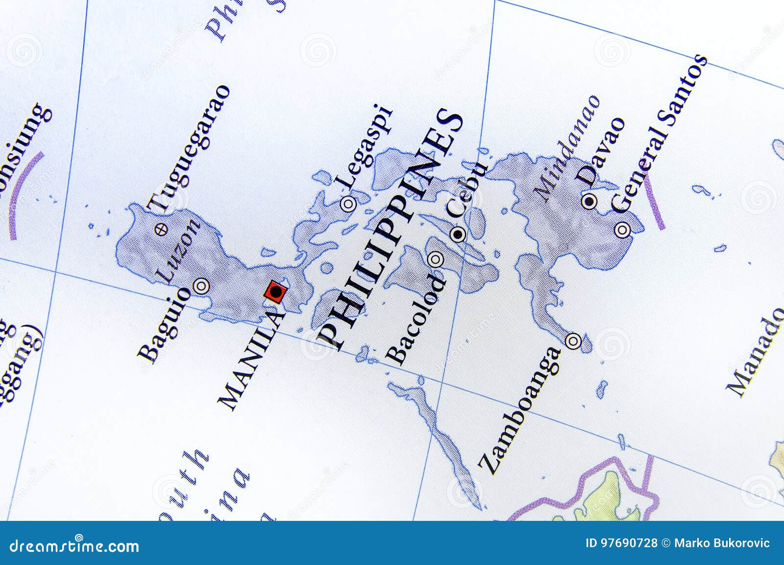 Geographic Map of Philippines with Important Cities Stock Photo - Image ...