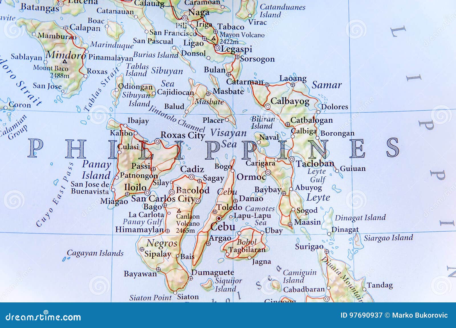 Geographic Map of Philippines with Important Cities Stock Image - Image ...