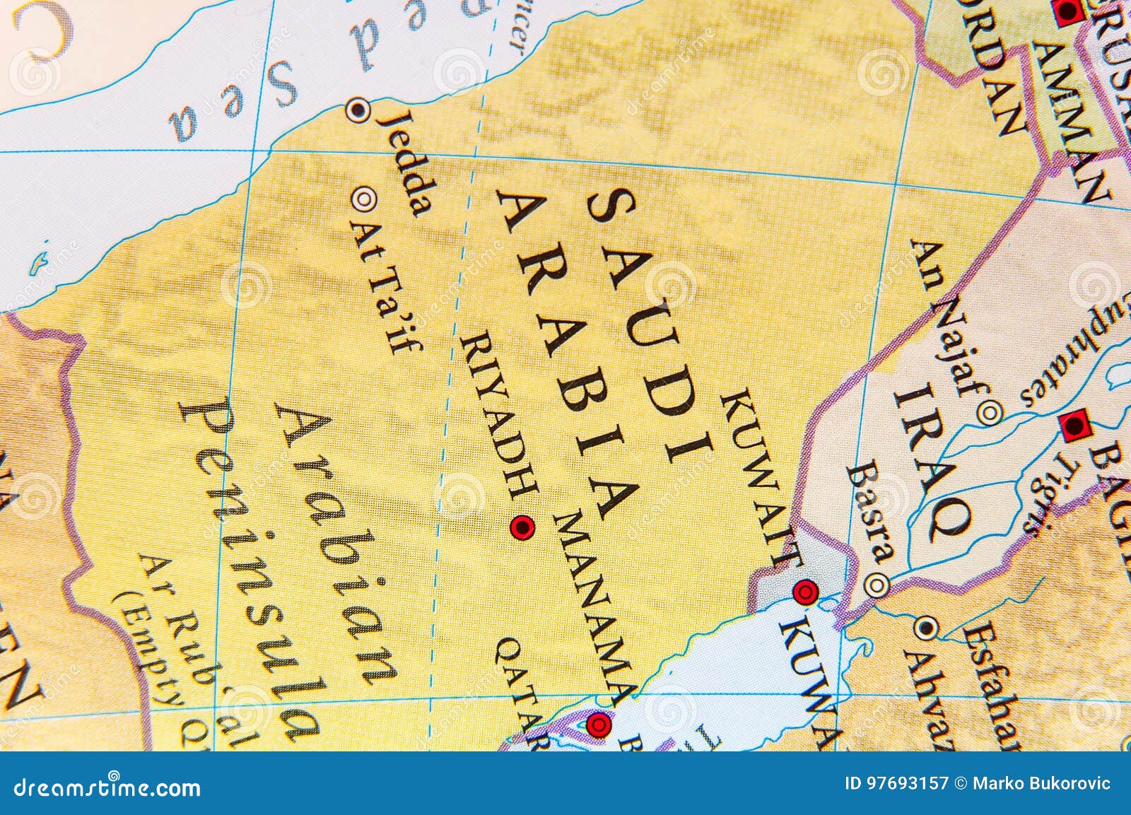 Geographic Map of Saudi Arabia with Important Cities Stock Image ...