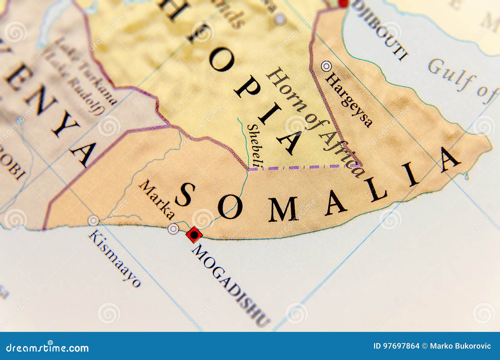 Geographic Map of Somalia with Important Cities Stock Photo - Image of ...