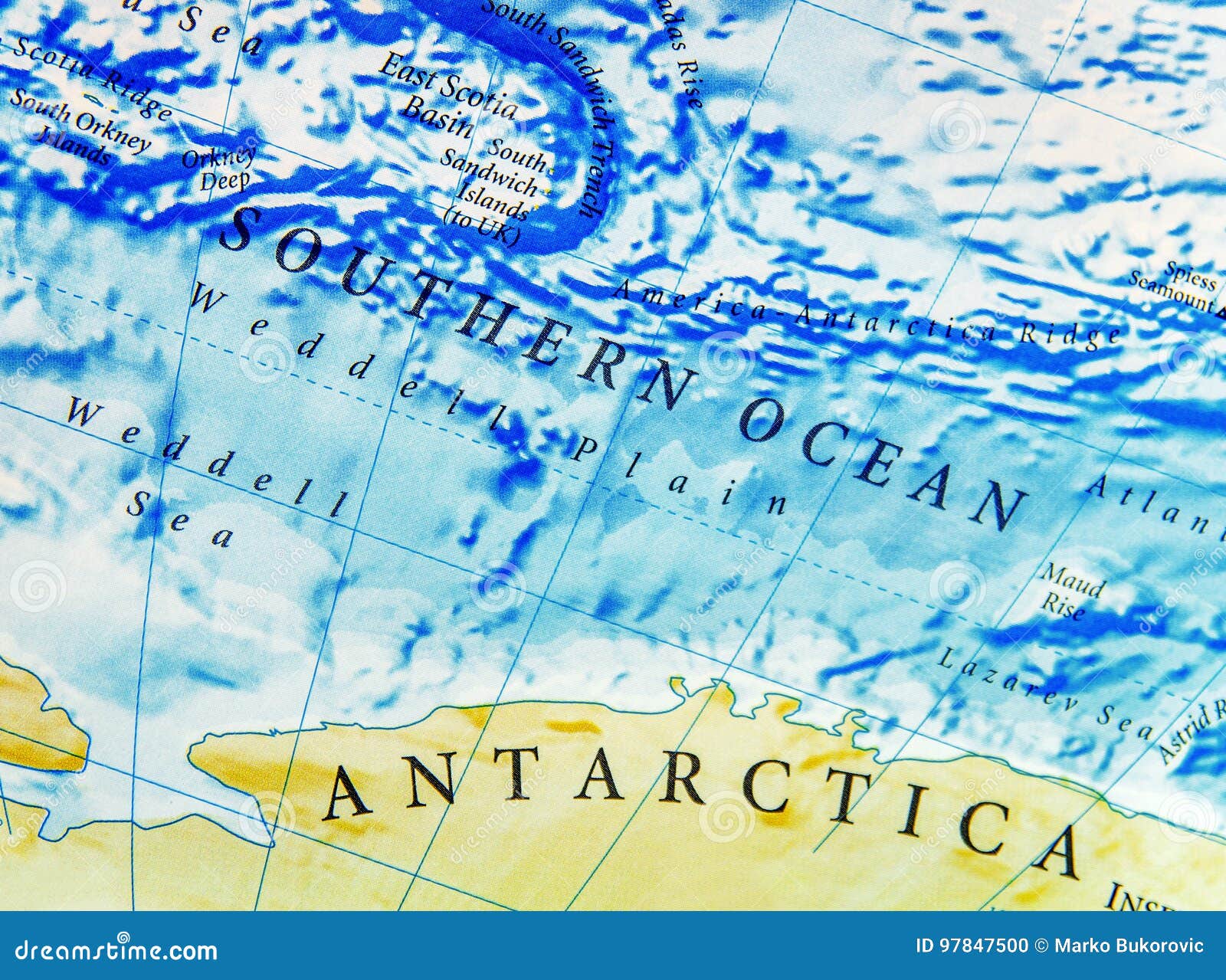 Geographic Map of Souther Ocean Close Stock Photo - Image of area ...