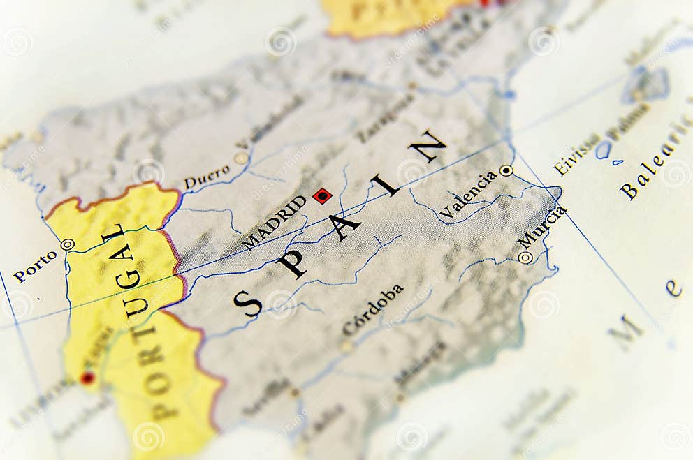 Geographic Map of Spain with Important Cities Stock Image - Image of ...
