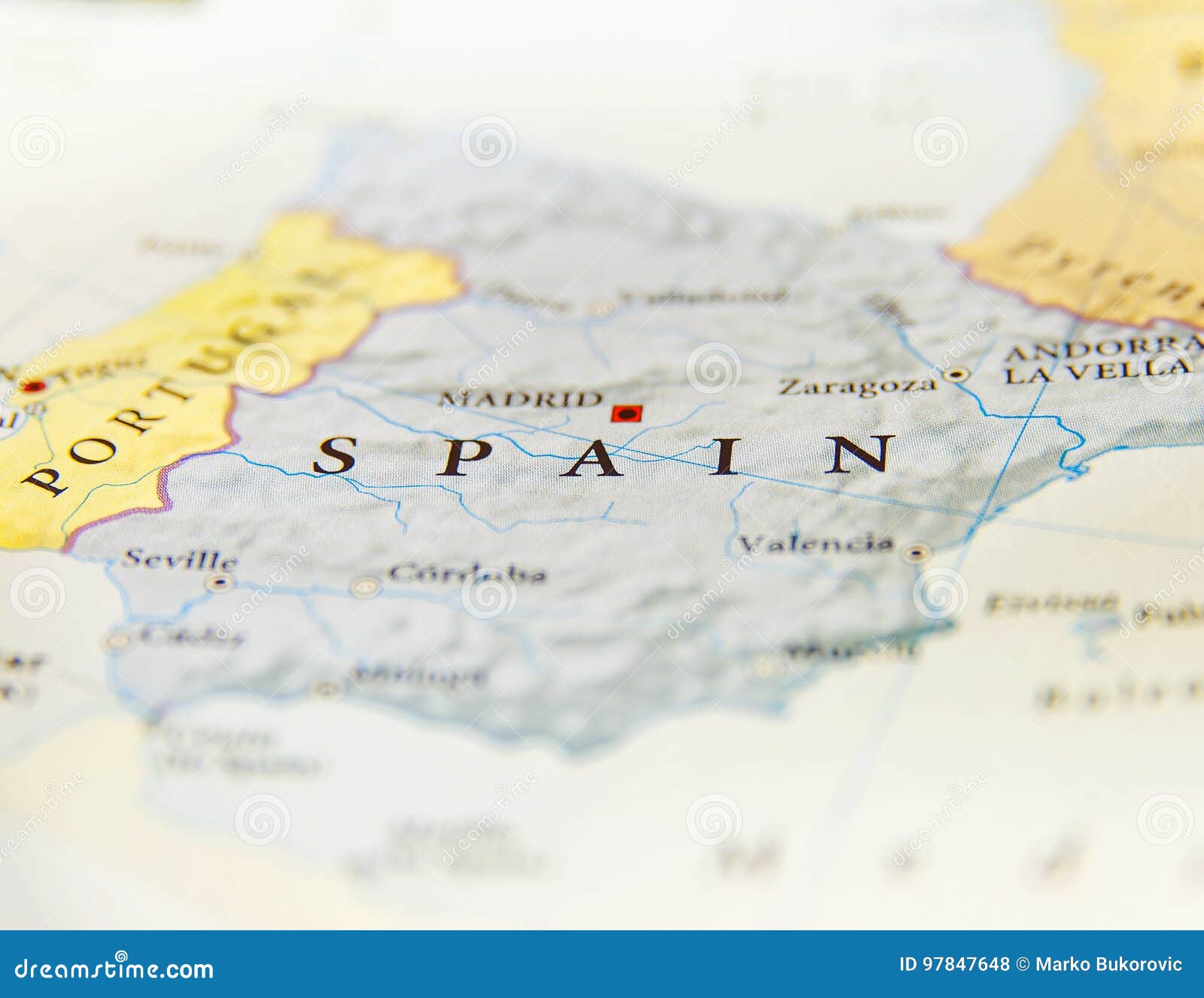 Geographic Map of Spain with Important Cities Stock Photo - Image of ...