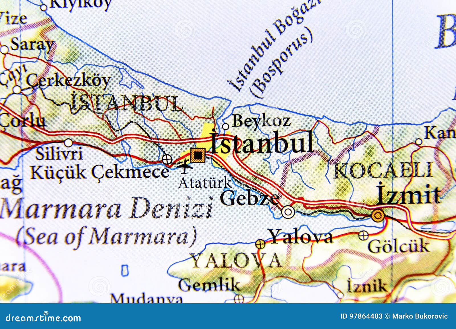 Geographic Map of Turkey with Large City Istanbul Stock Image - Image ...