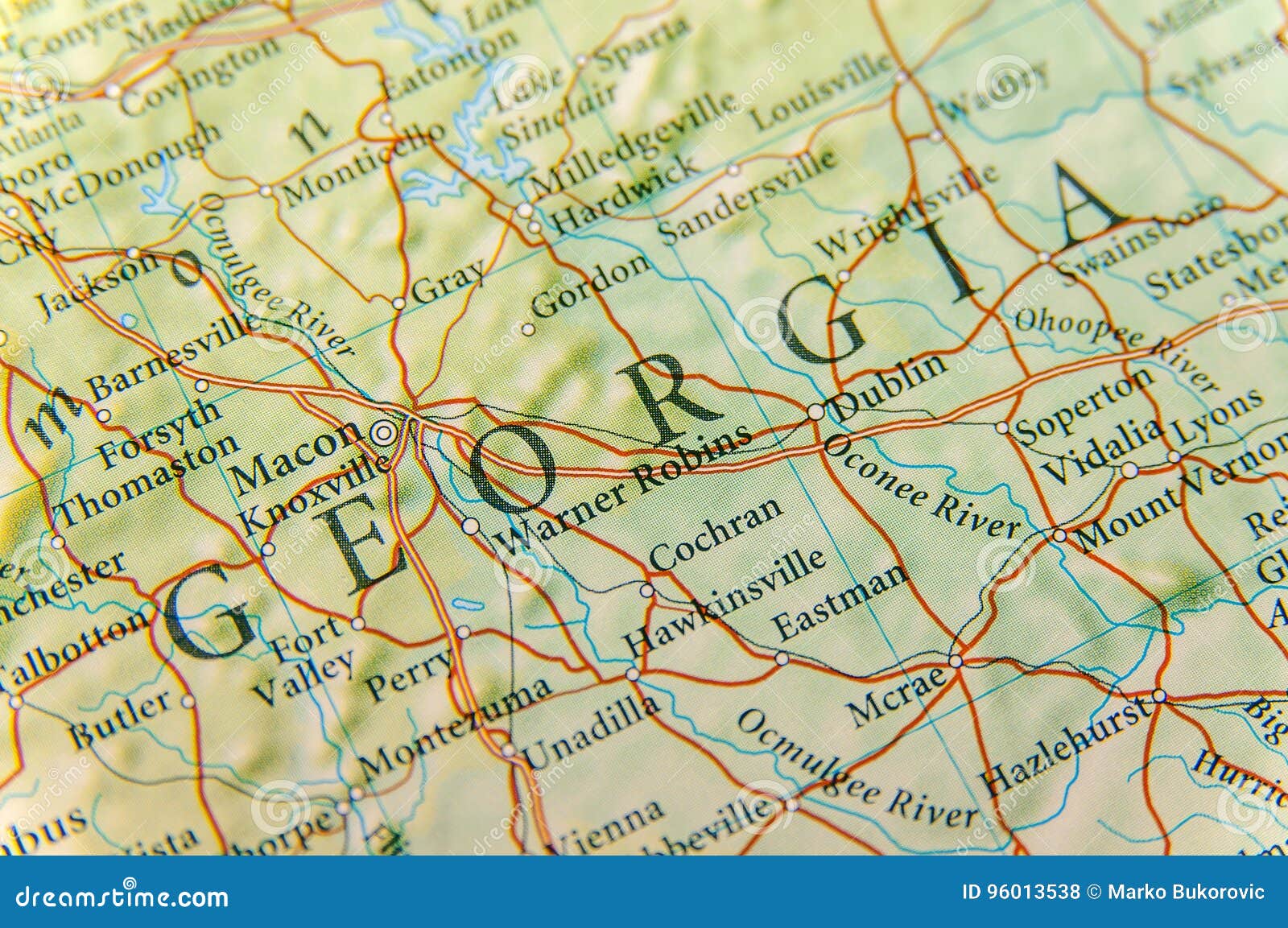 Geographic Map of US State Georgia Close Stock Photo - Image of country ...