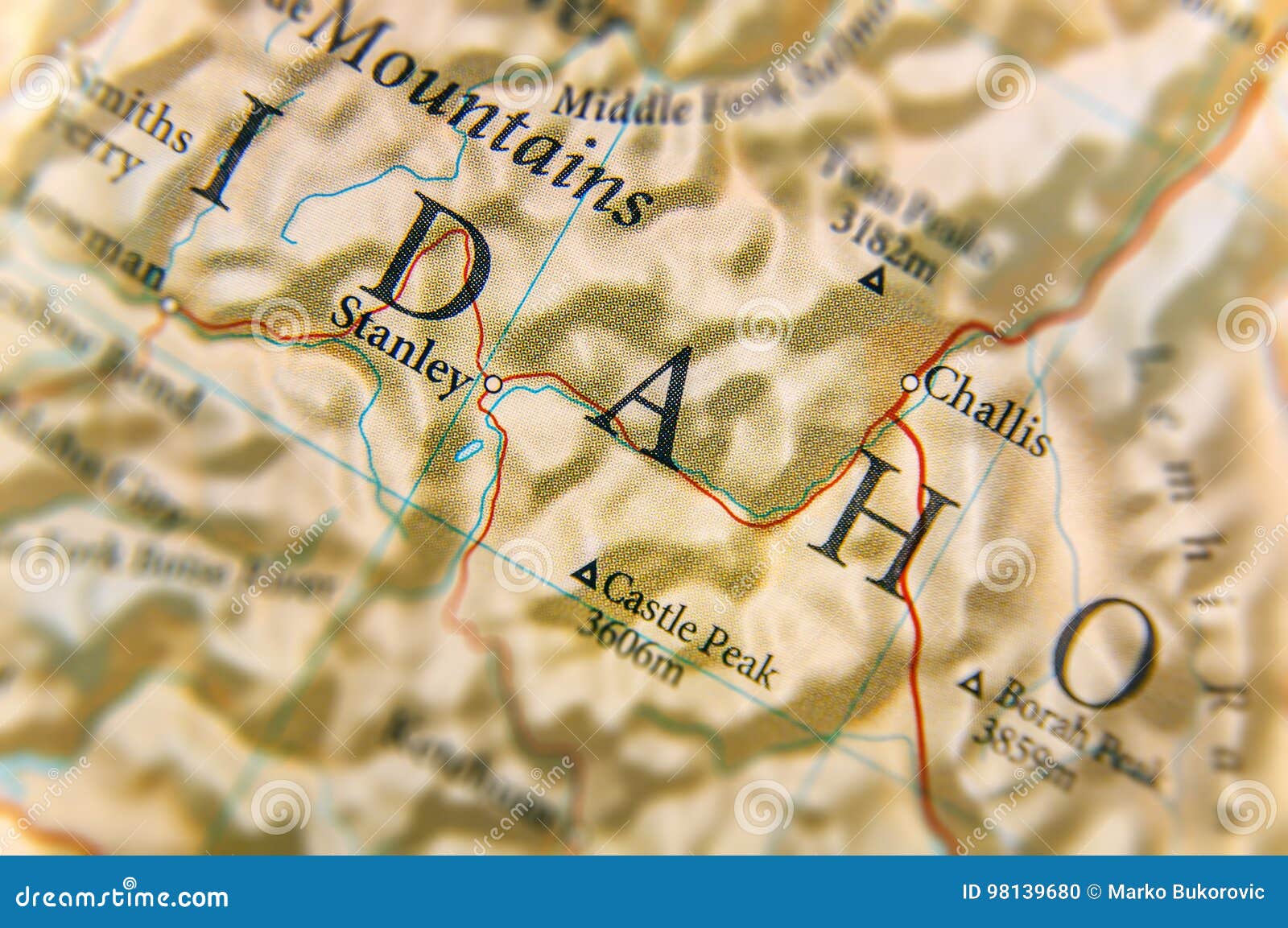 Geographic Map of US State Idaho with Important Cities Stock Photo ...