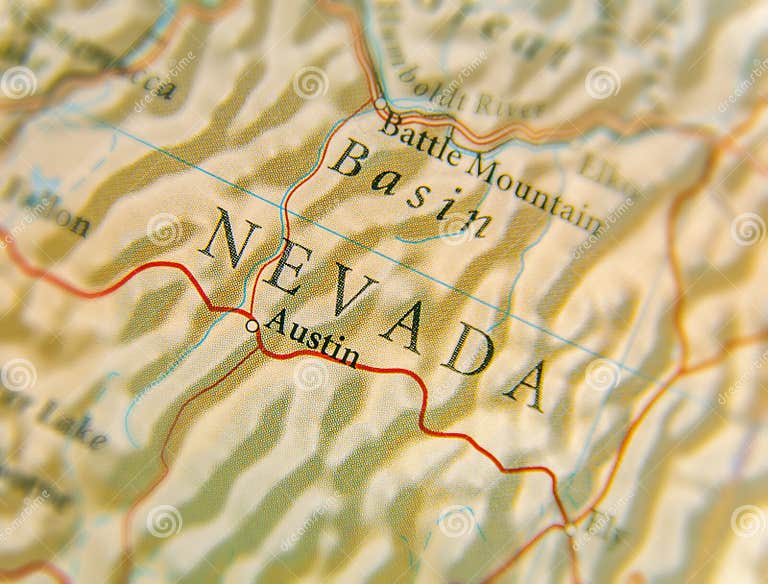 Geographic Map of US State Nevada with Important Cities Stock Image ...