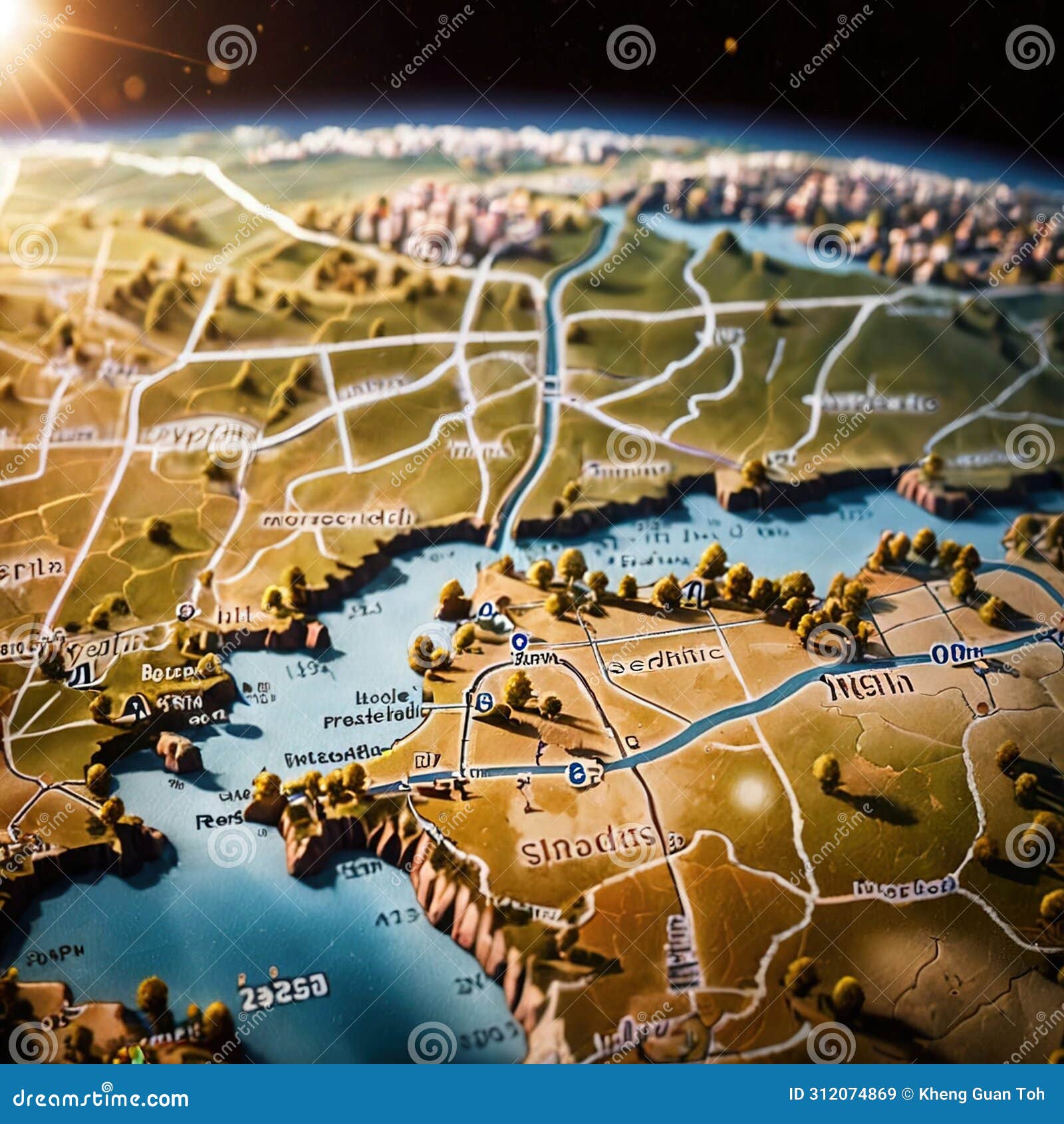 Geographic Map, Virtual Representation of Land Geography Topography ...