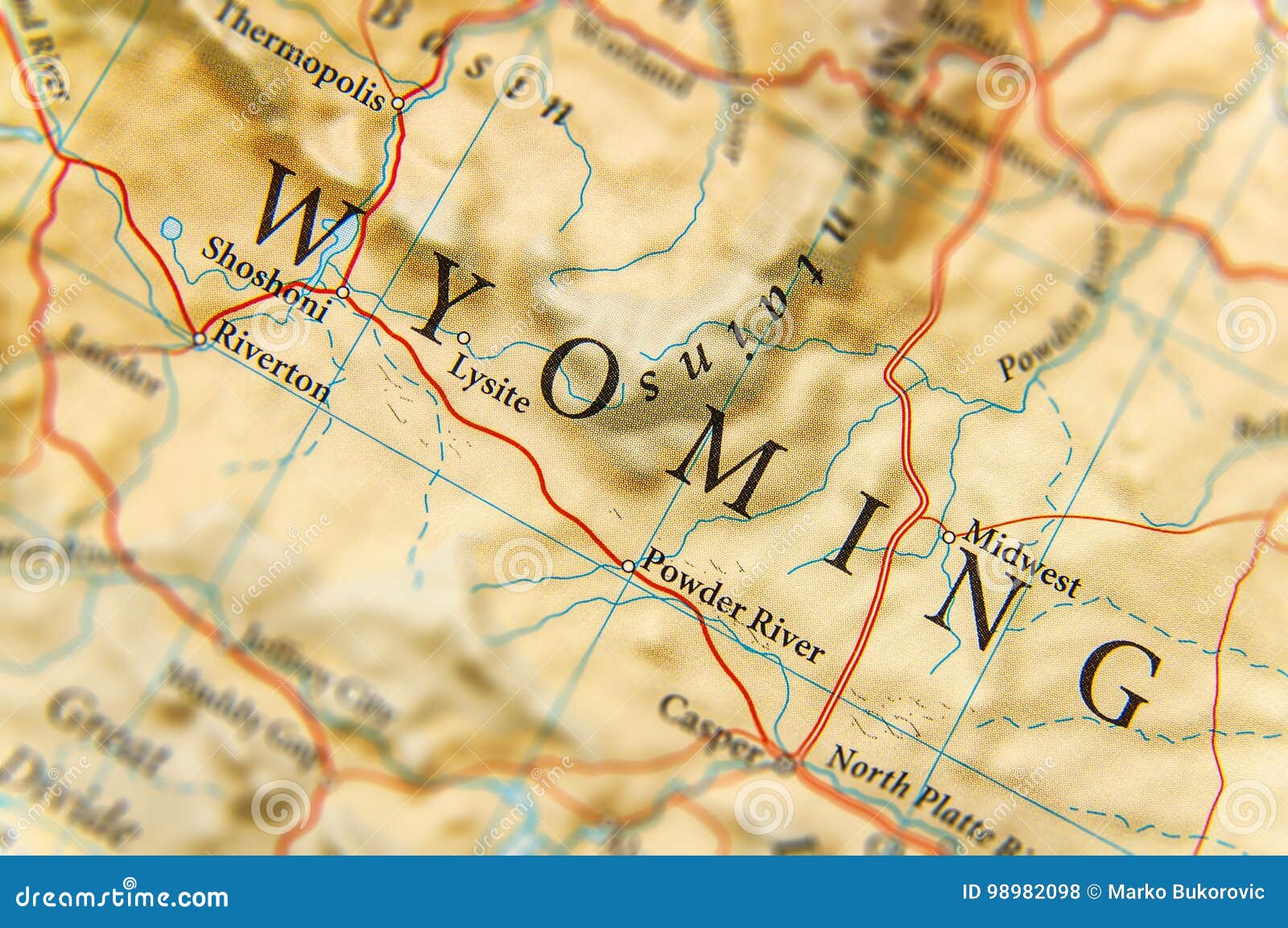 Geographic Map of Wyoming Close Stock Photo - Image of geographic, icon ...