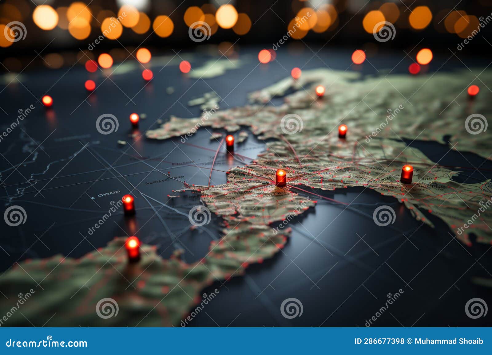 Geographic Reference, Red Pin Indicating a Location on World Map Stock ...