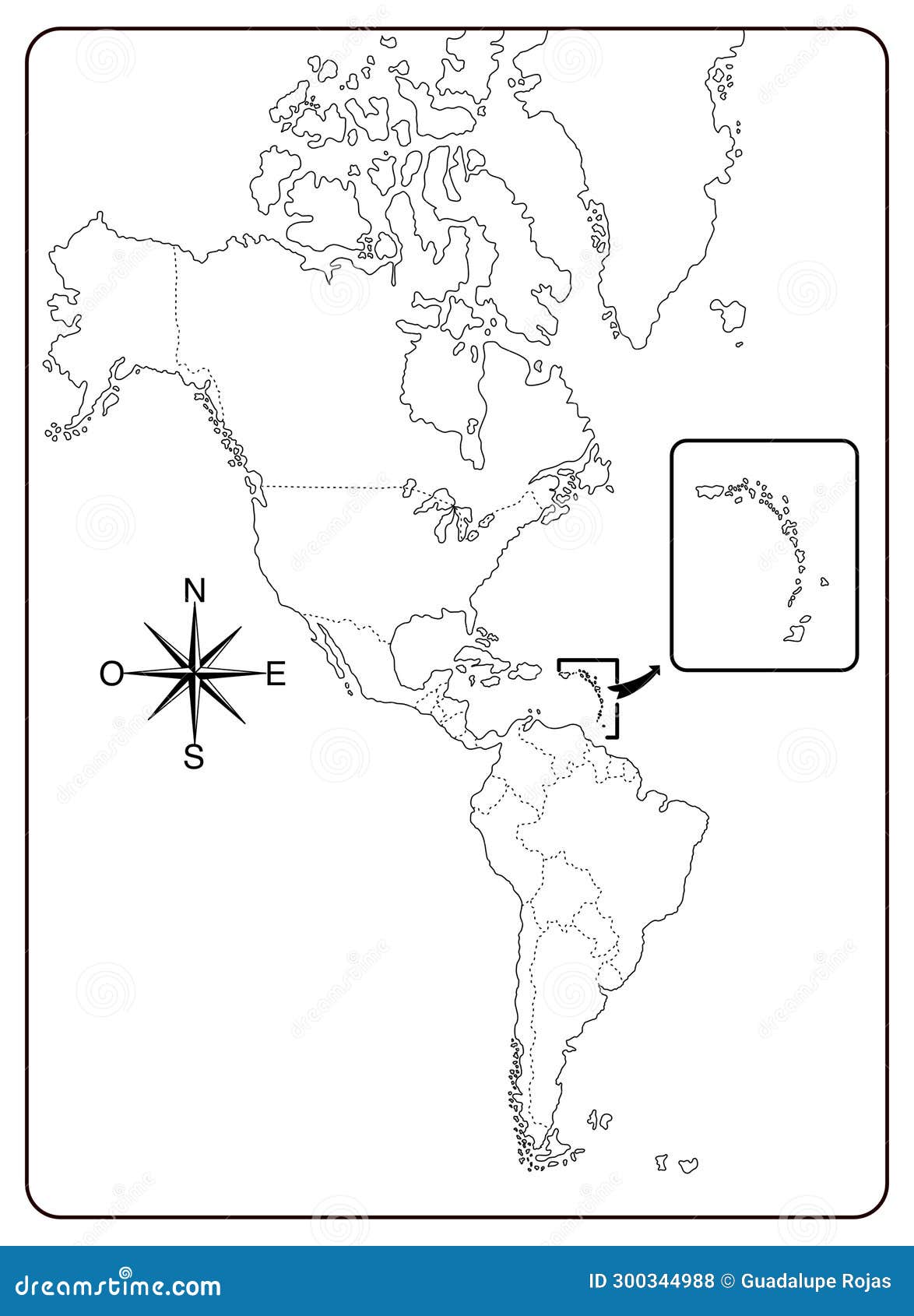 Map of the American Continent or America Stock Illustration ...