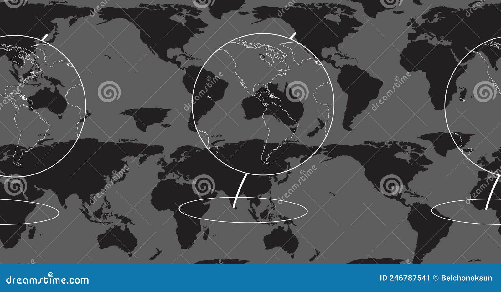 Geographic Vector Seamless Pattern with World Map and Globes. Elements ...
