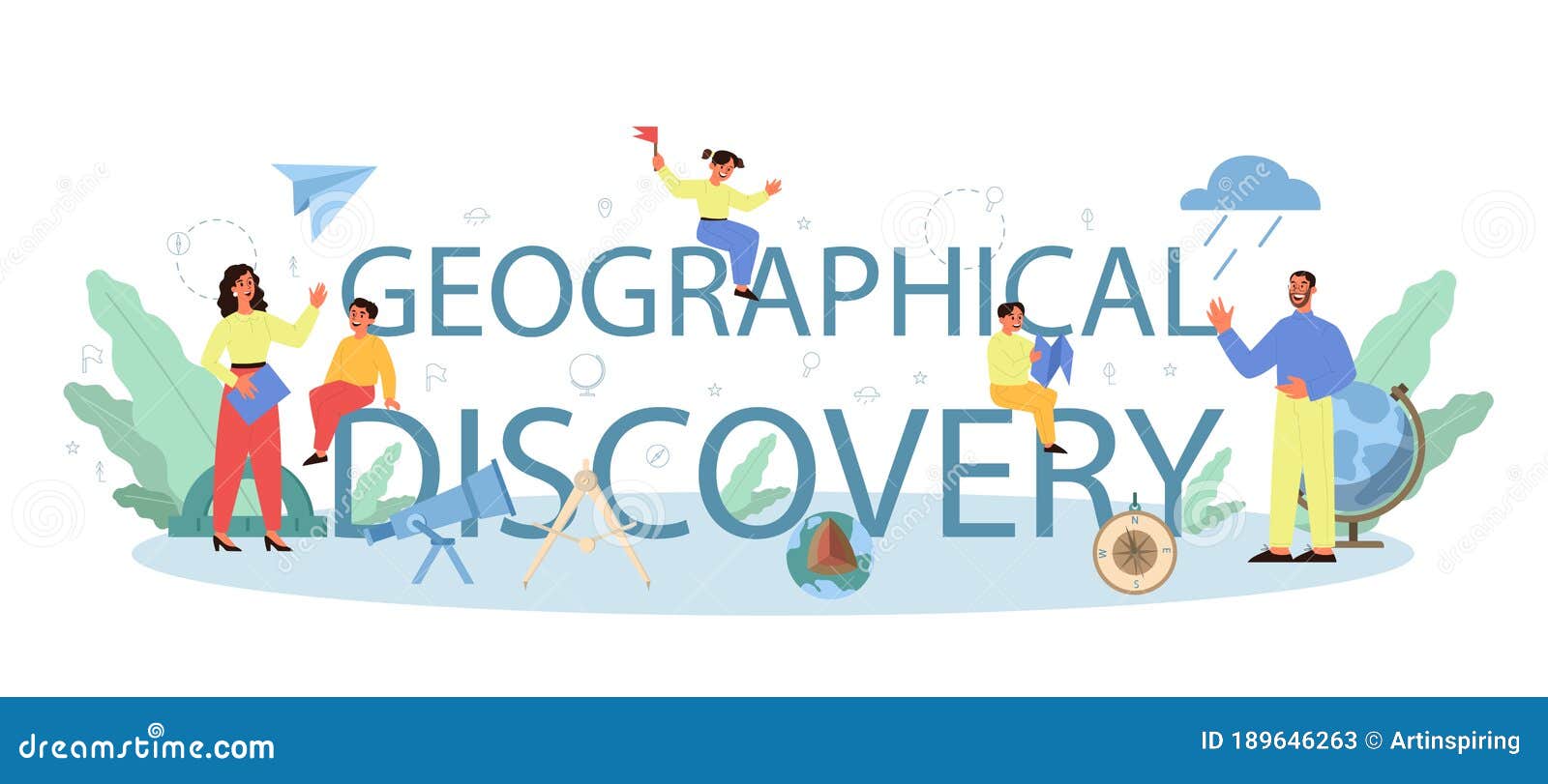 Cartography Typographic Header. Geography Class Concept. Studying The ...