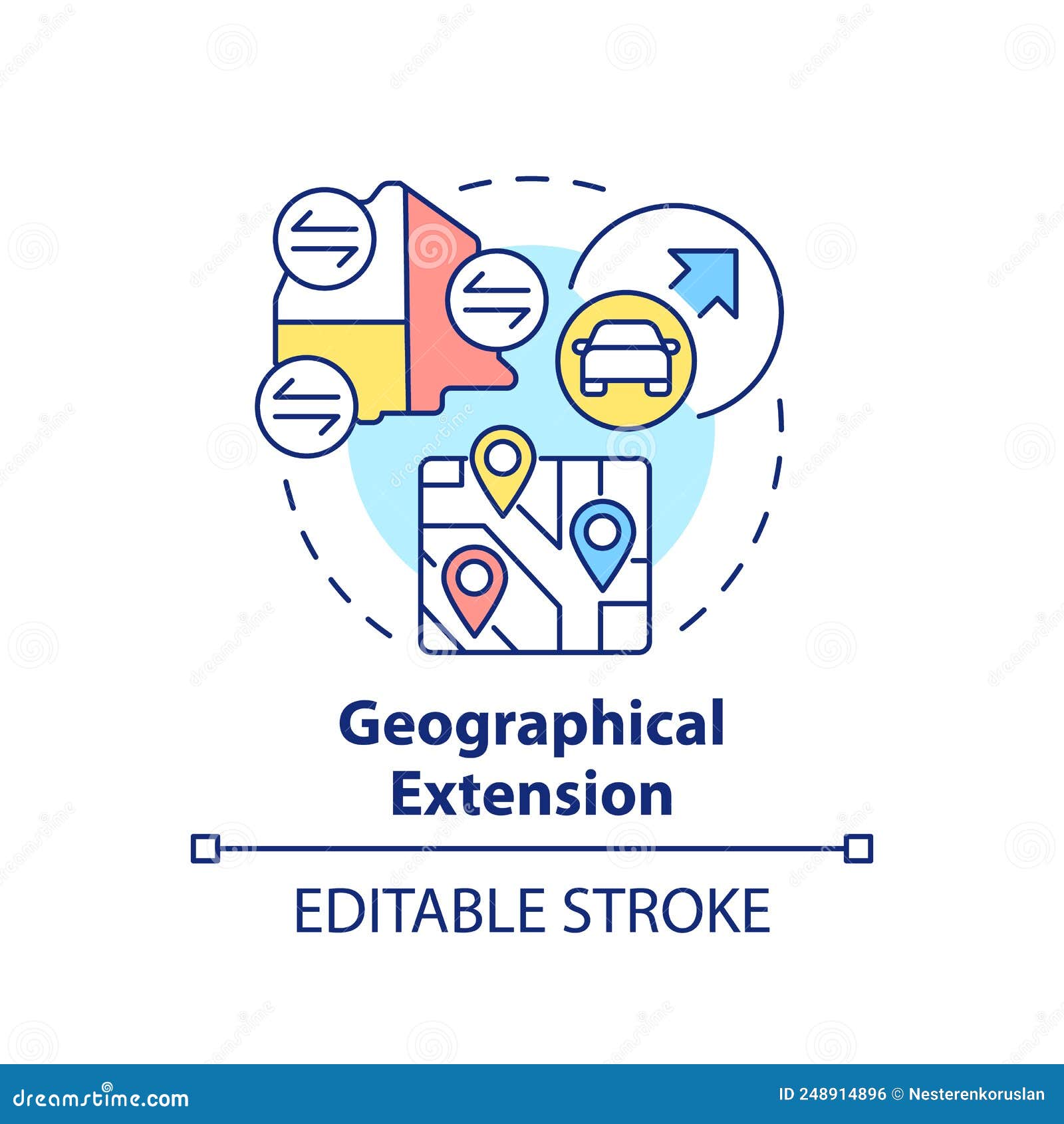 Geographical Extension Concept Icon Stock Vector - Illustration of ...