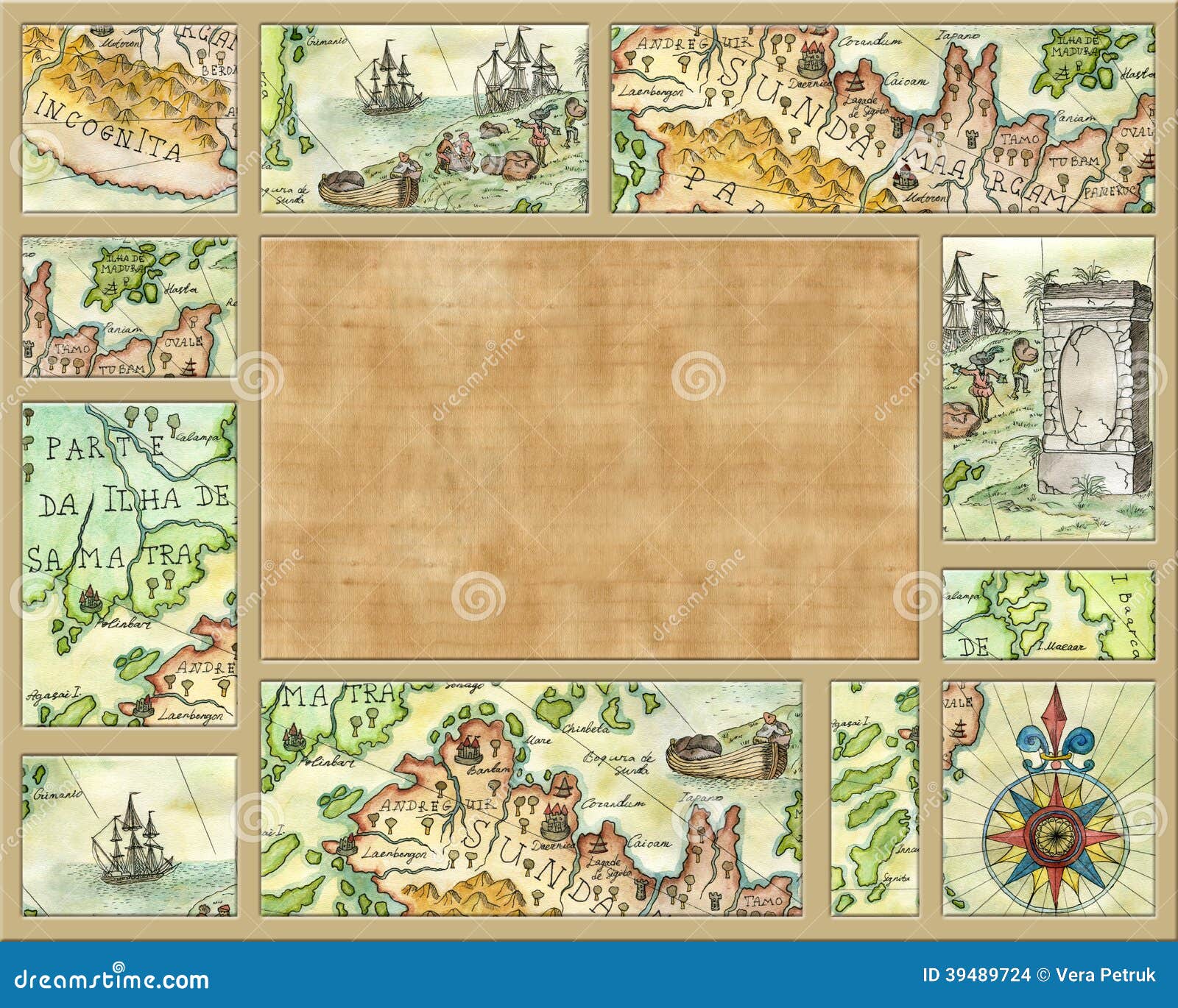 Geographical Frame with Map 2 Stock Illustration - Illustration of ...