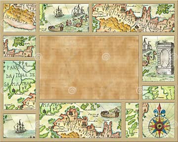 Geographical Frame with Map 2 Stock Illustration - Illustration of ...