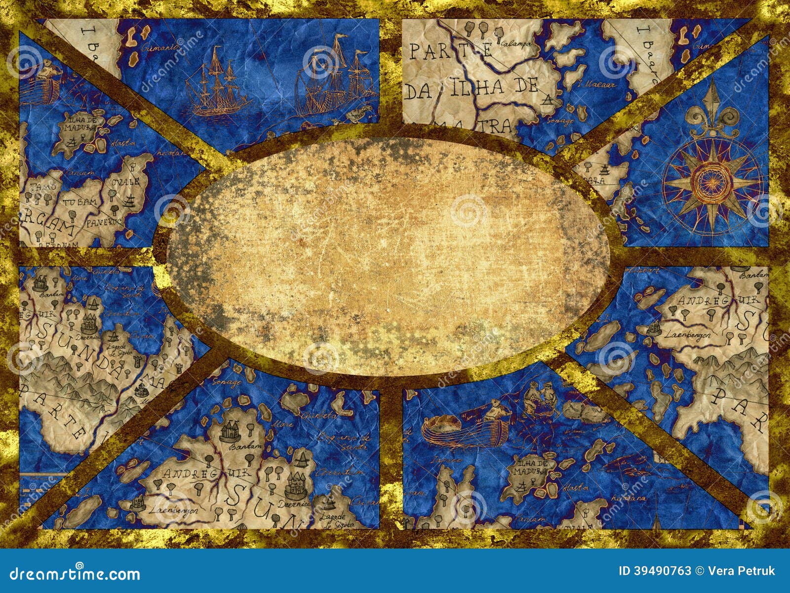 Geographical Frame with Map 4 Stock Illustration - Illustration of ...