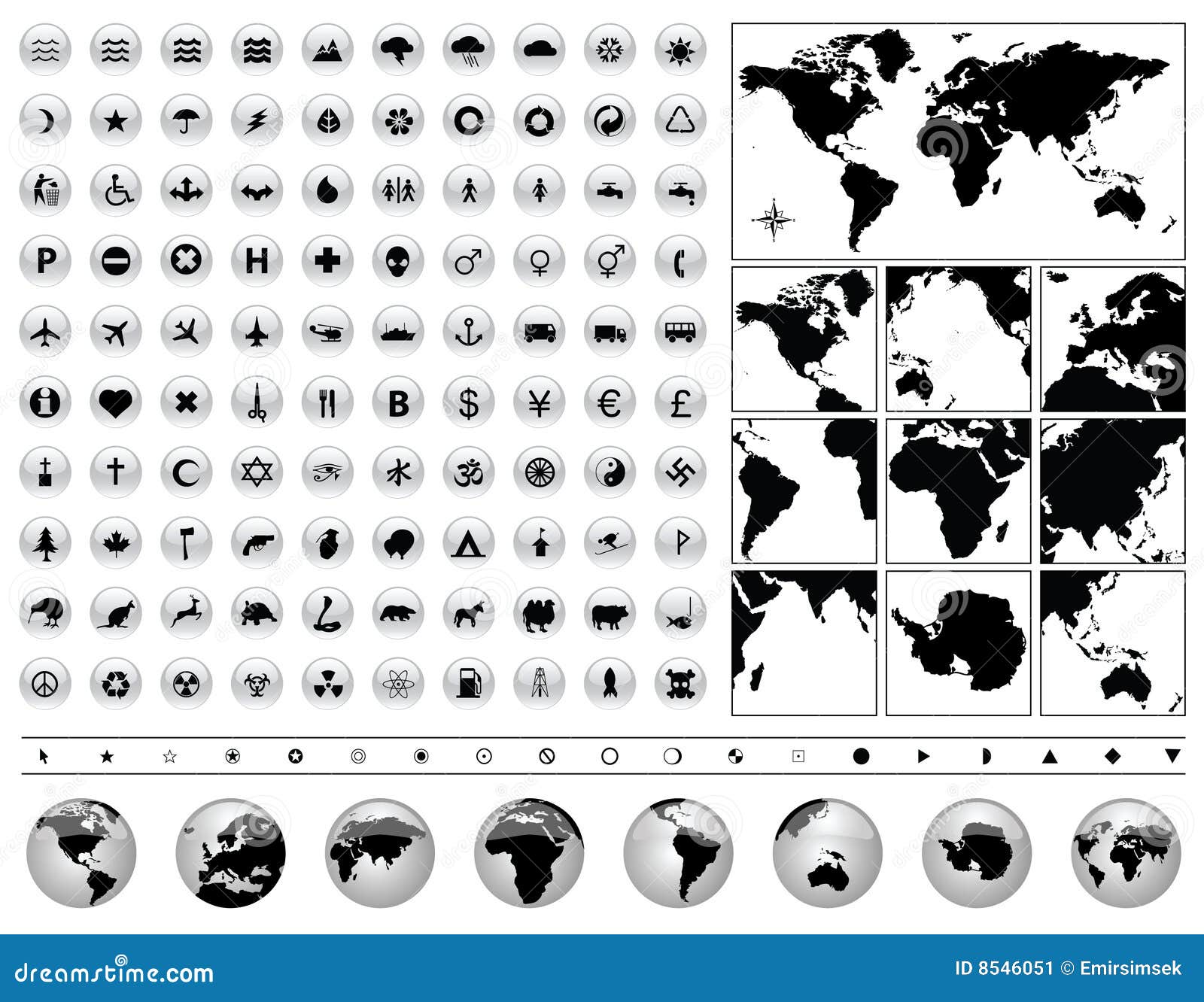 Geographical Icons stock vector. Illustration of planet - 8546051
