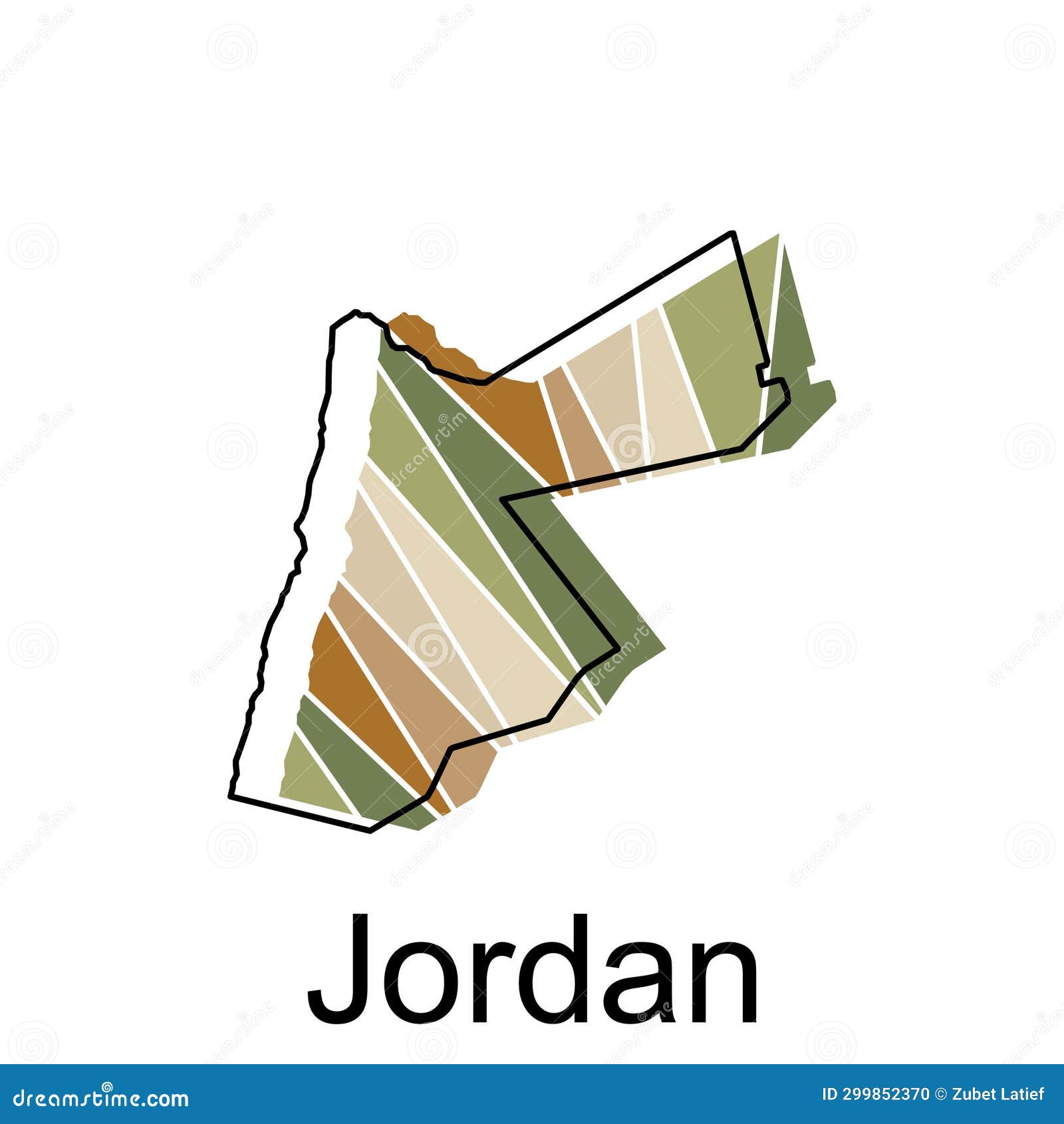 Geographical Map of Jordan, Vector Design Template. Editable Stroke ...