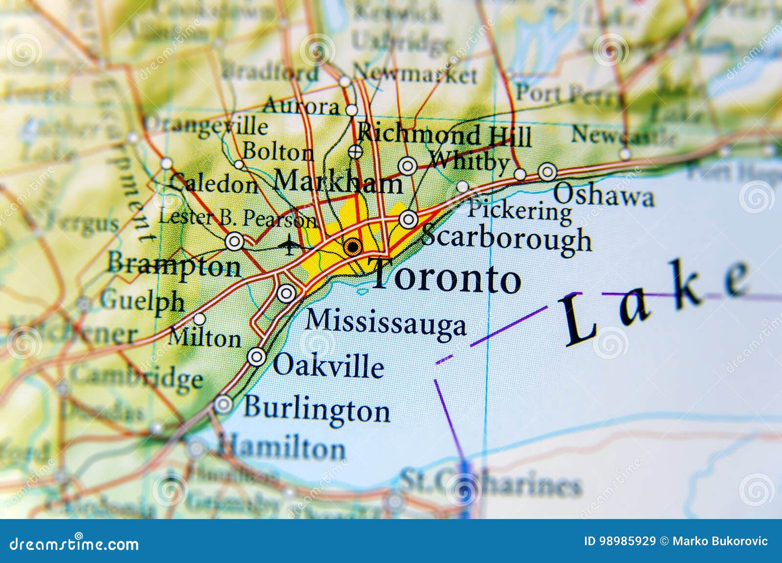 Geographischer Toronto-Kartenabschluß Stockbild - Bild von hintergrund ...