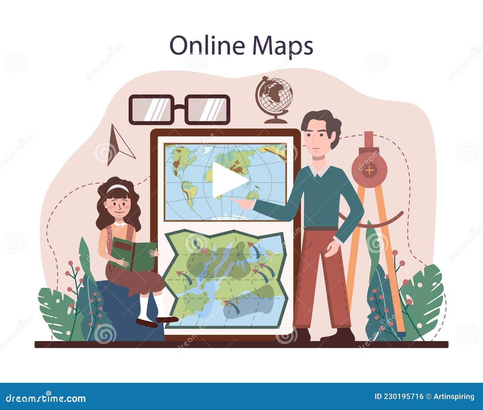 Geography Class Online Service or Platform. Students Learning the Lands ...
